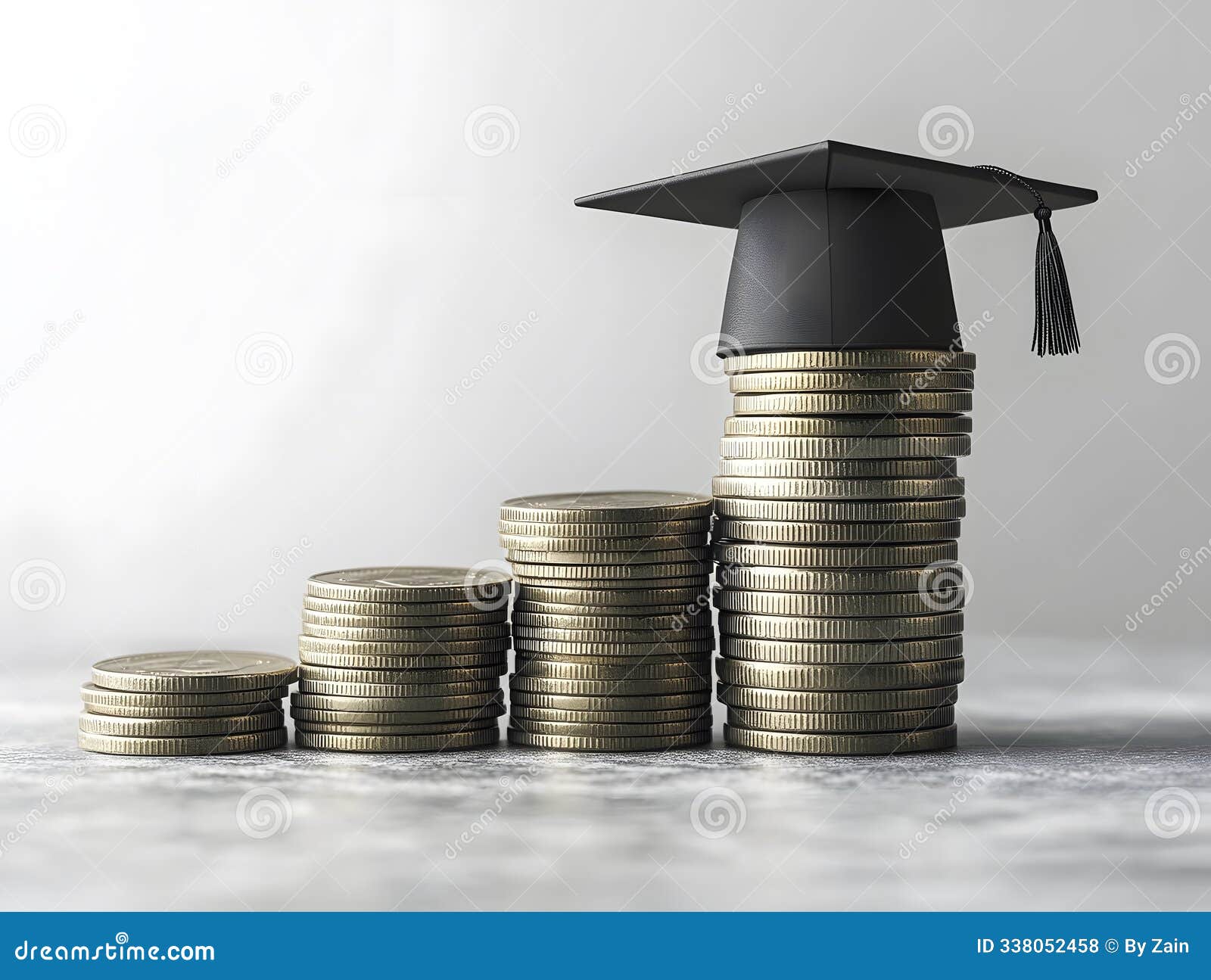 Stacked Coins with Graduation Cap Representing Education Costs Student ...