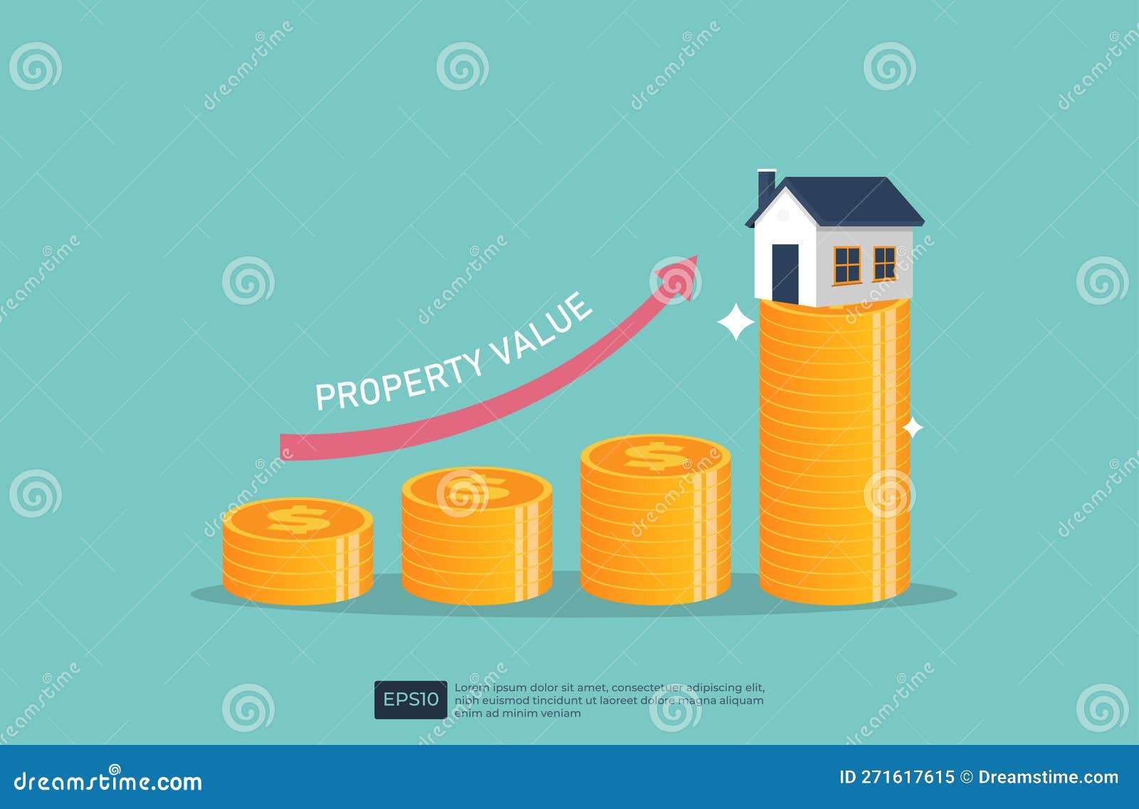 Stacked Coins and Graph Shows Increasing of Property Values, Real ... Stacked Coins and Graph Shows Increasing of Property Values, Real ...
