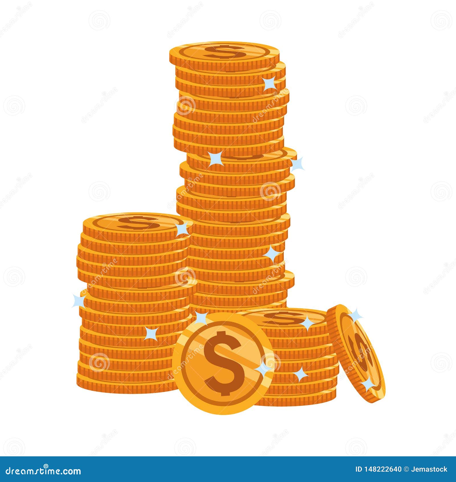 Stacked coins icon stock vector. Illustration of financial - 148222640