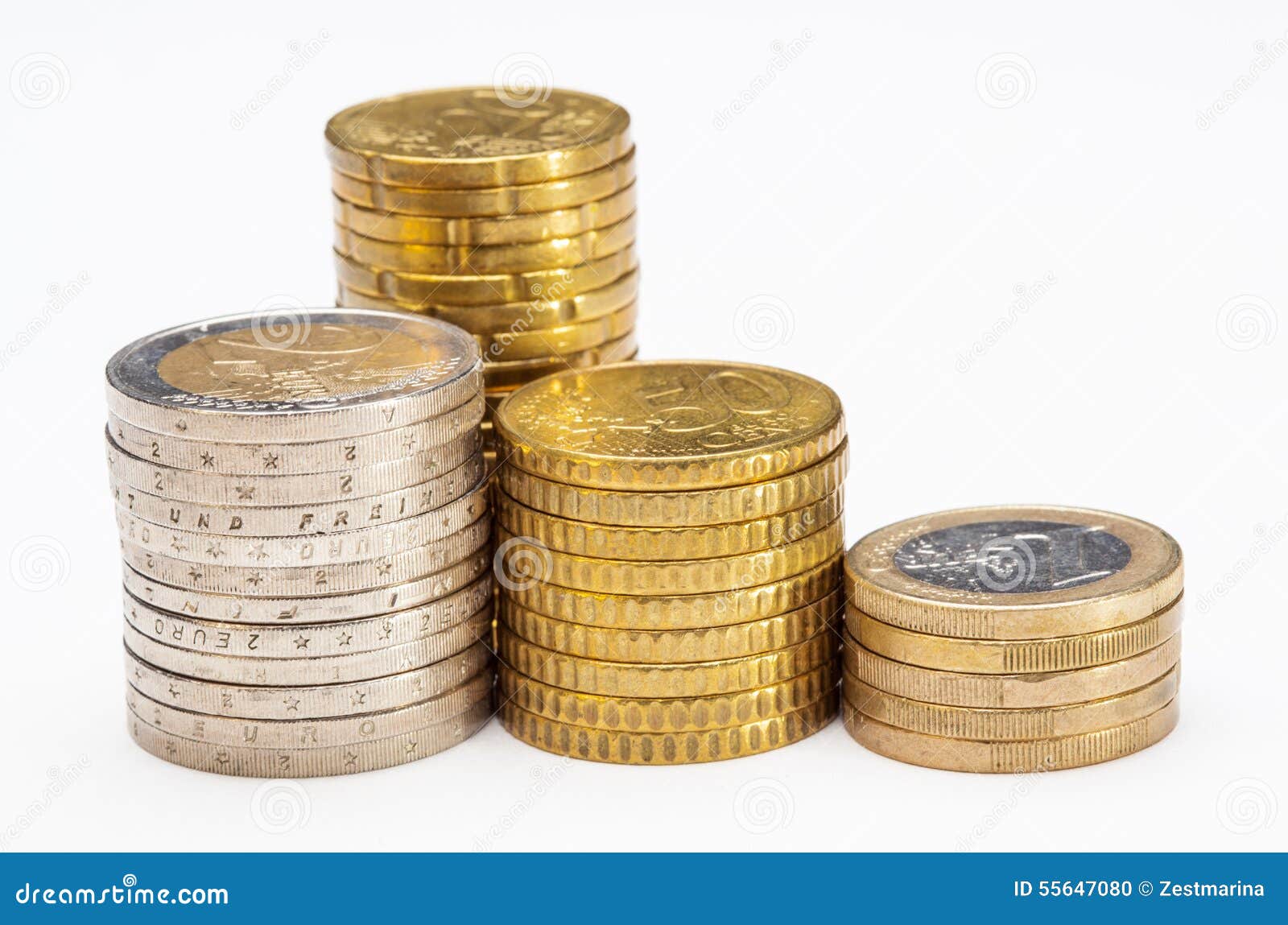 Stacked coins stock photo. Image of gold, macro, euro - 55647080