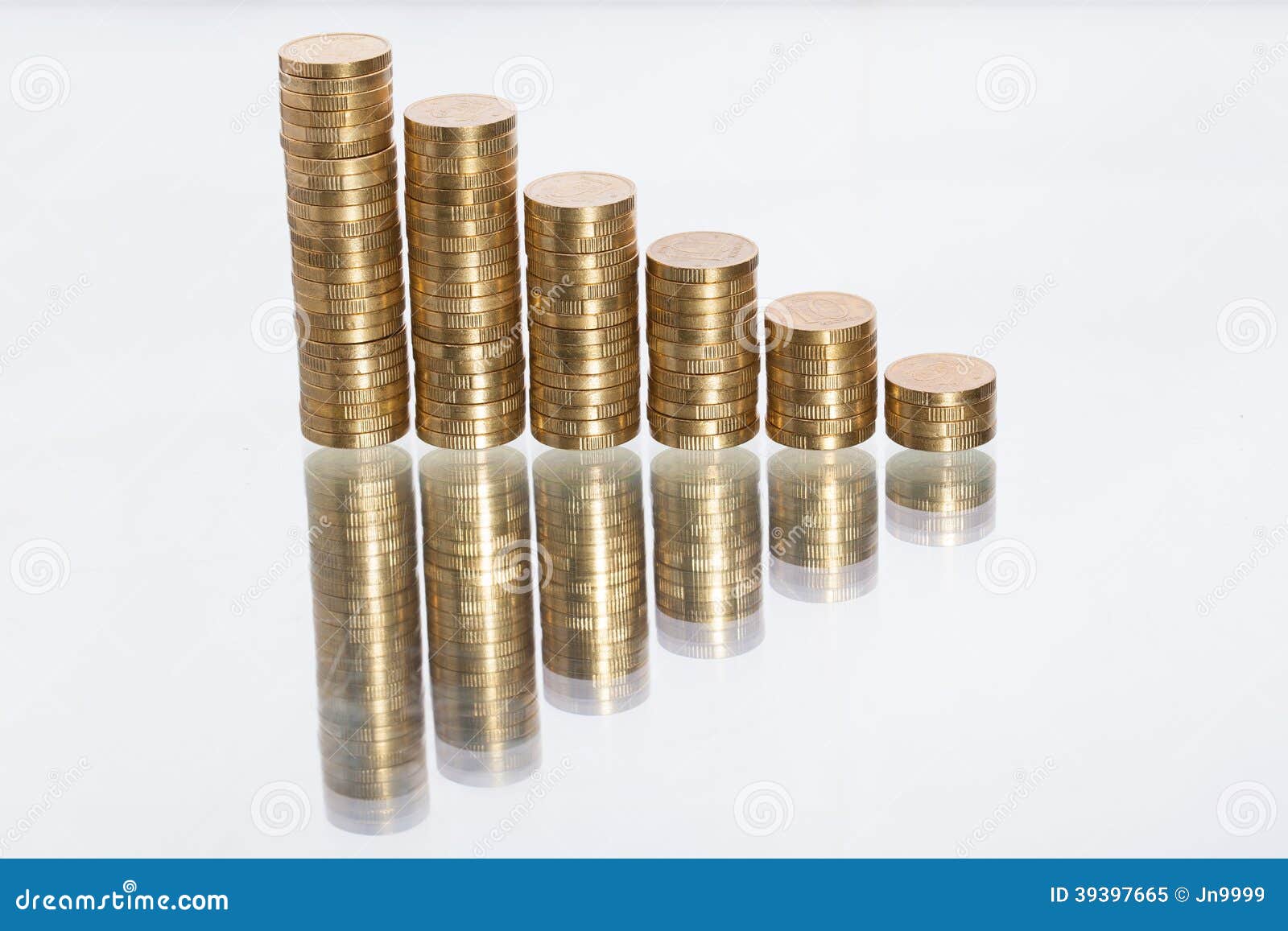 Stacked coins stock image. Image of economy, coins, white - 39397665