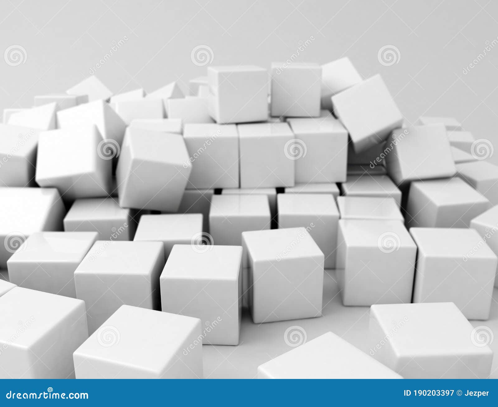 Stacked and Collapsed White Cubes. Stock Illustration - Illustration of ...