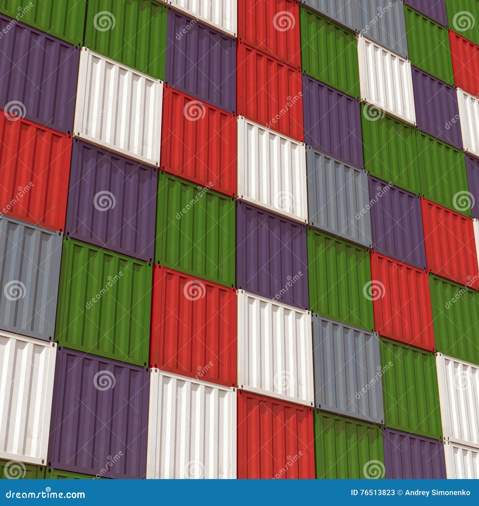 Stacked Color Cargo Containers Over White 3D Illustration Royalty-Free ...