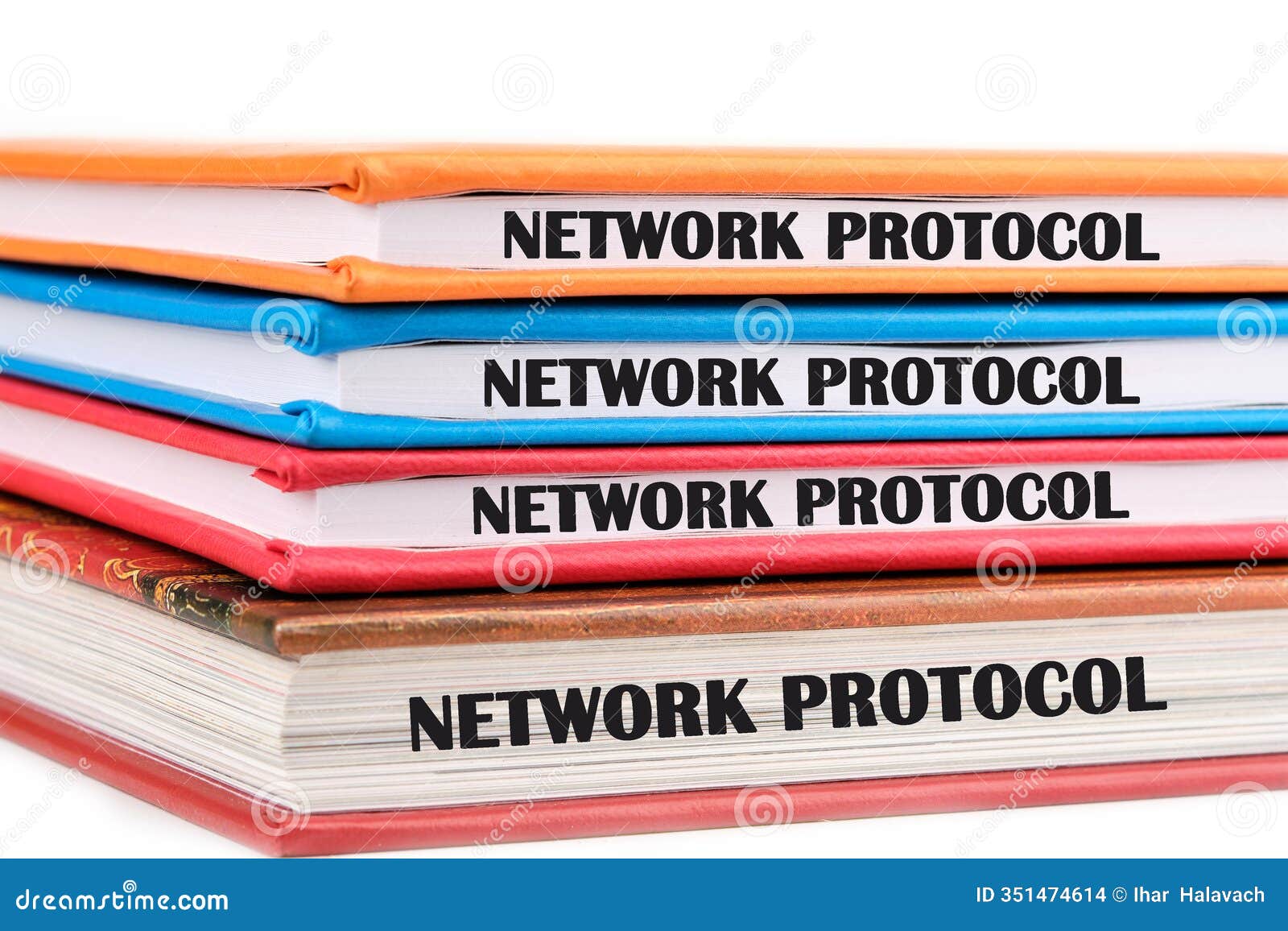 Stacked Colorful Binders Labeled Network Protocol Focus on Technology ...