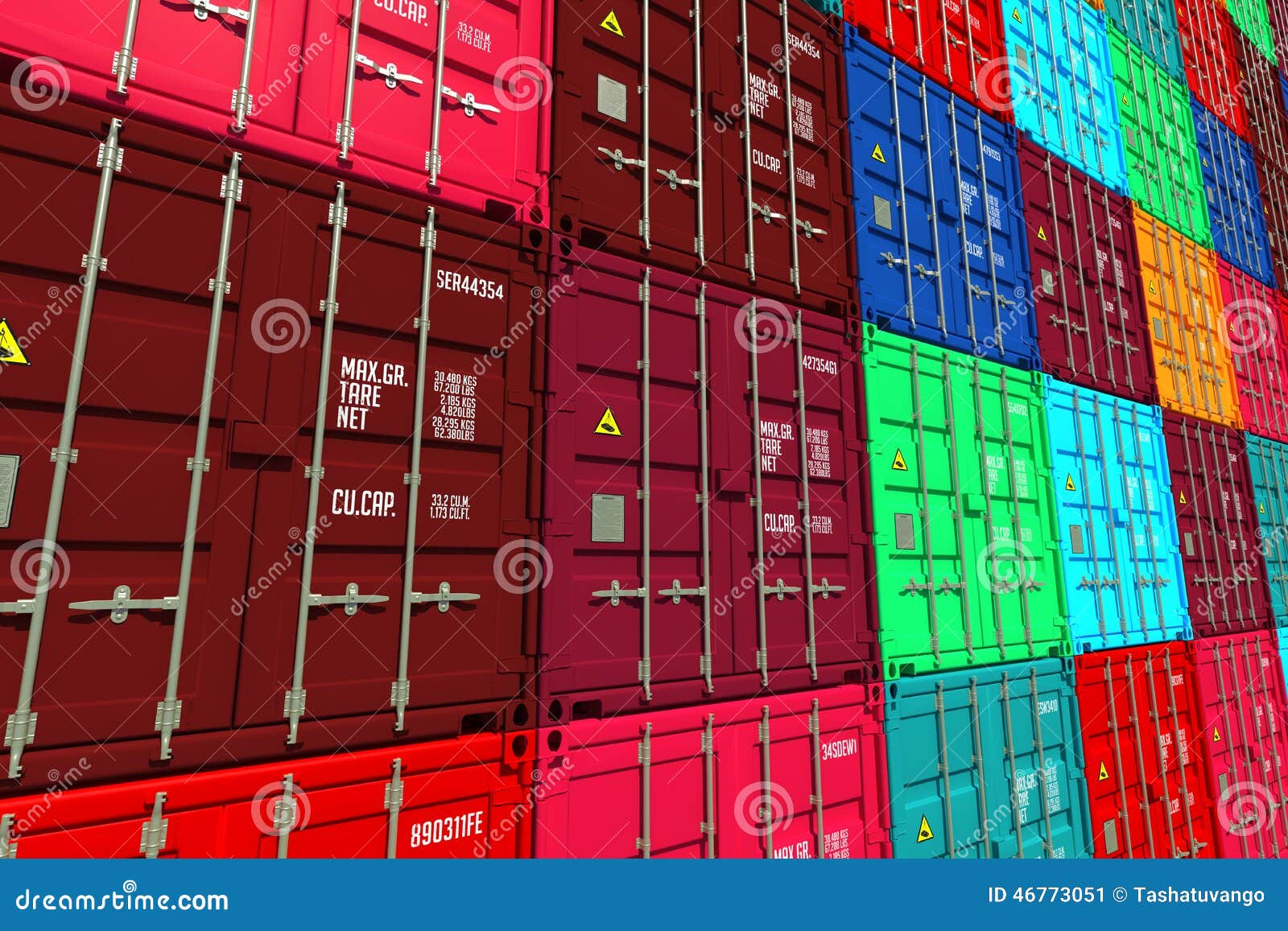Stacked Colorful Cargo Containers. Stock Illustration - Illustration of ...