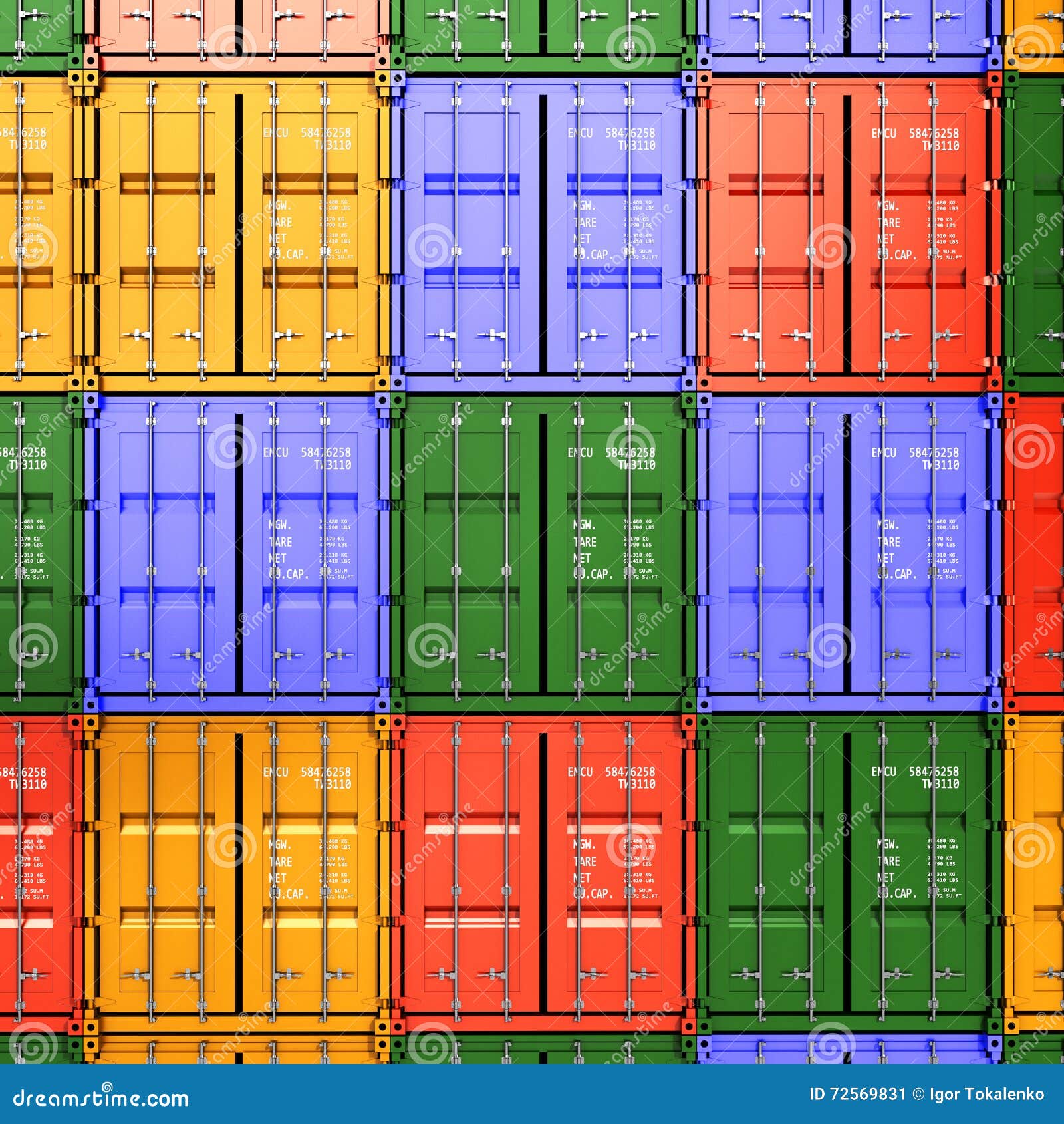 Stacked Industrial Intermodal Cargo Transport Or Shipping Containers ...