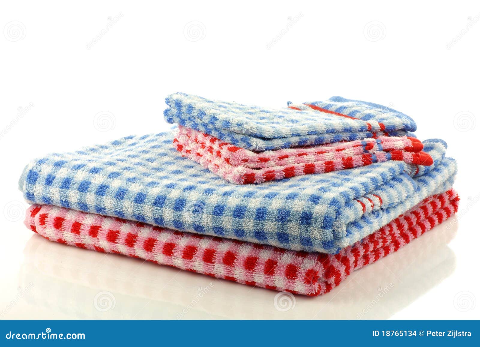 Stacked Colorful Checkered Bathroom Towels Stock Photo - Image of ...