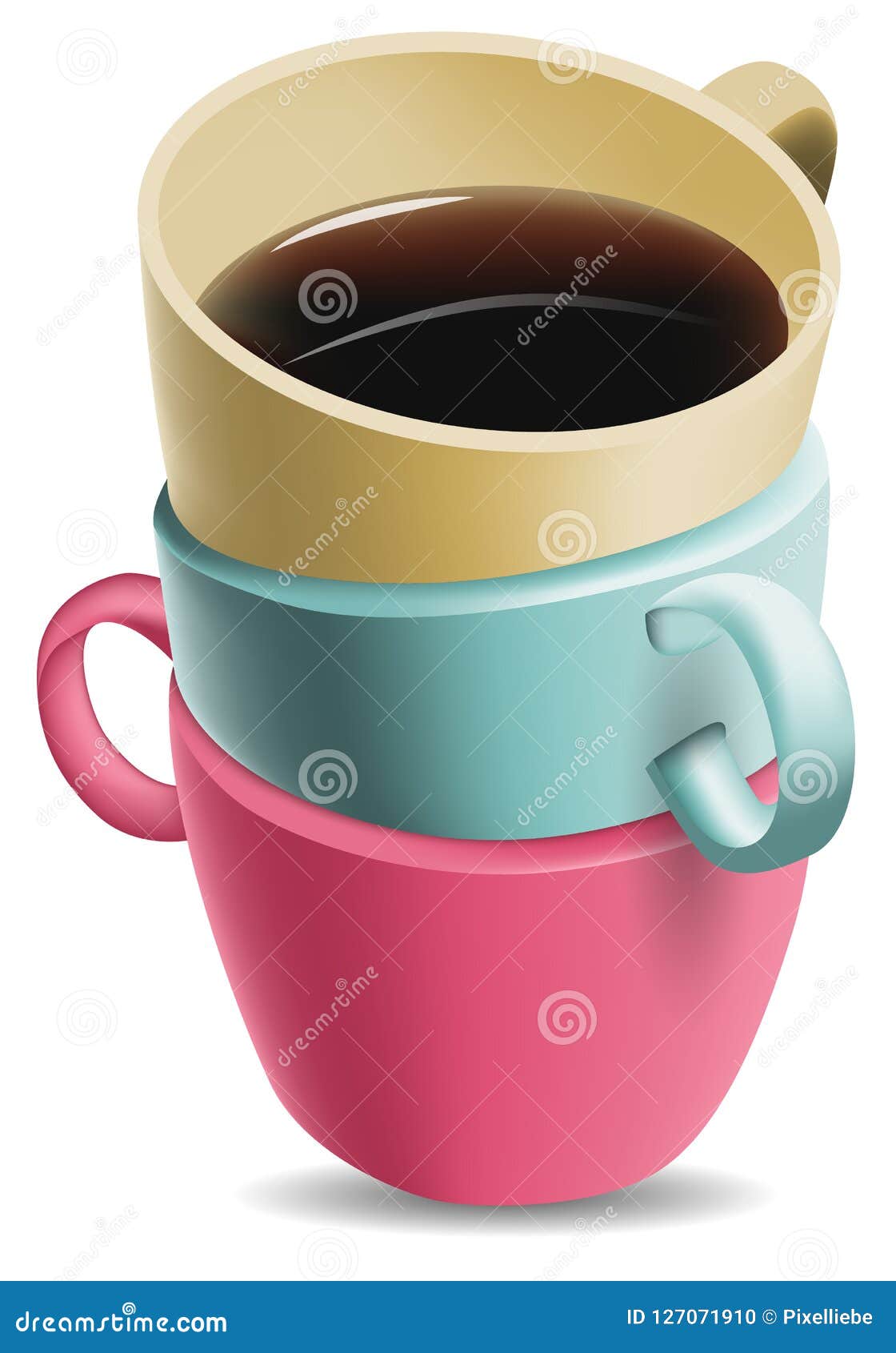 Stacked Colorful Kitchen Bowls With Mid Century Modern Designs. Cartoon ...