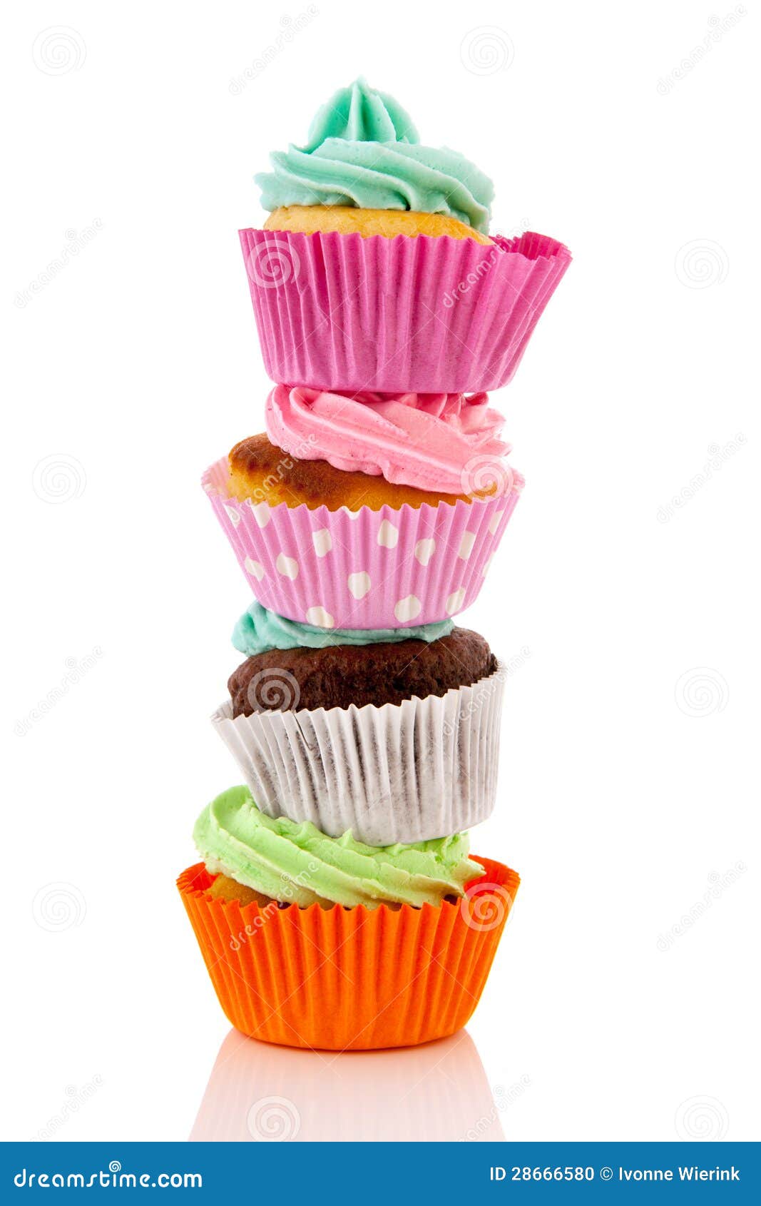 Stacked colorful cupcakes stock photo. Image of four - 28666580