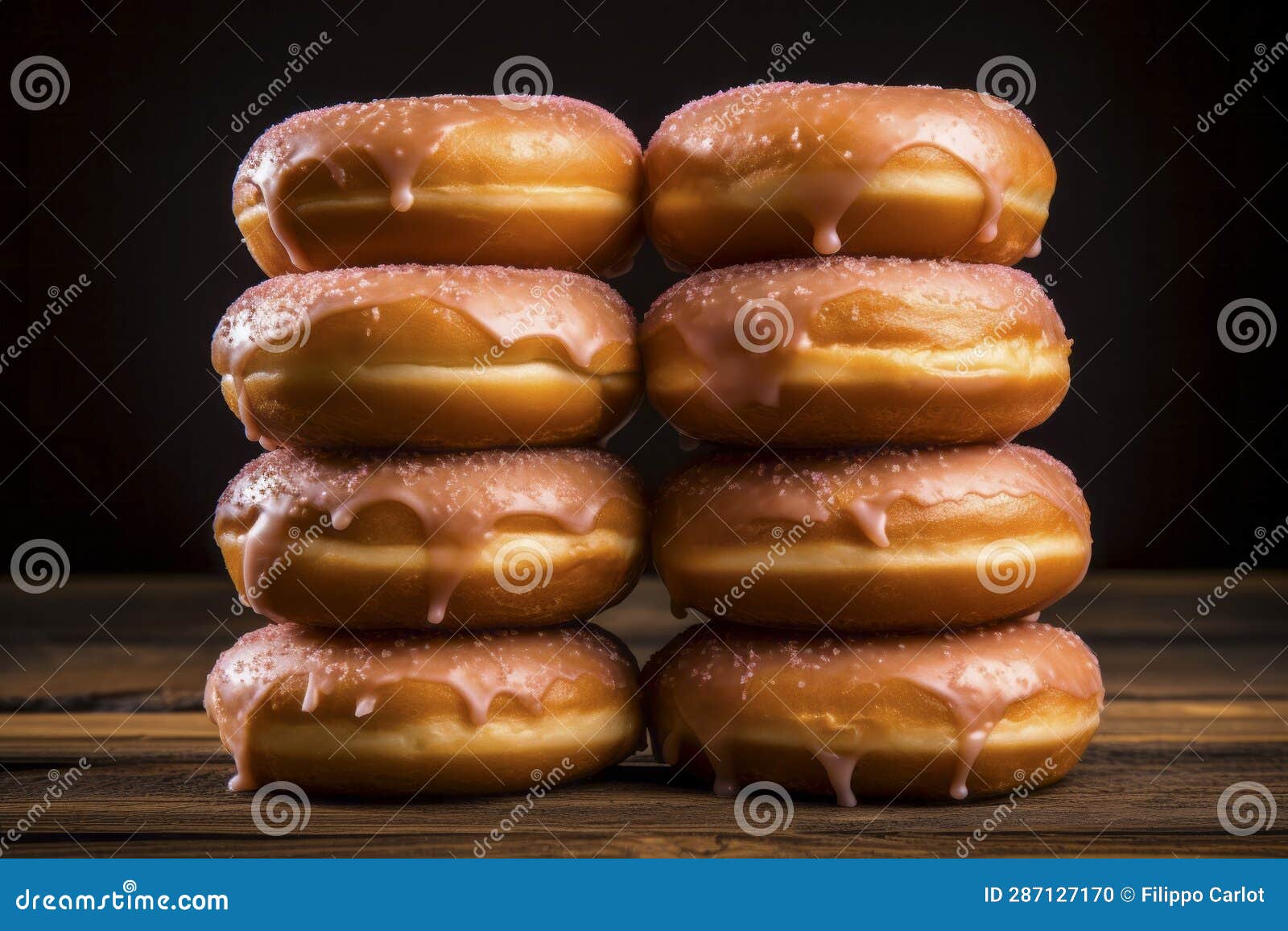 Stacked Colorful Donuts on Rustic Backdrop Stock Illustration ...