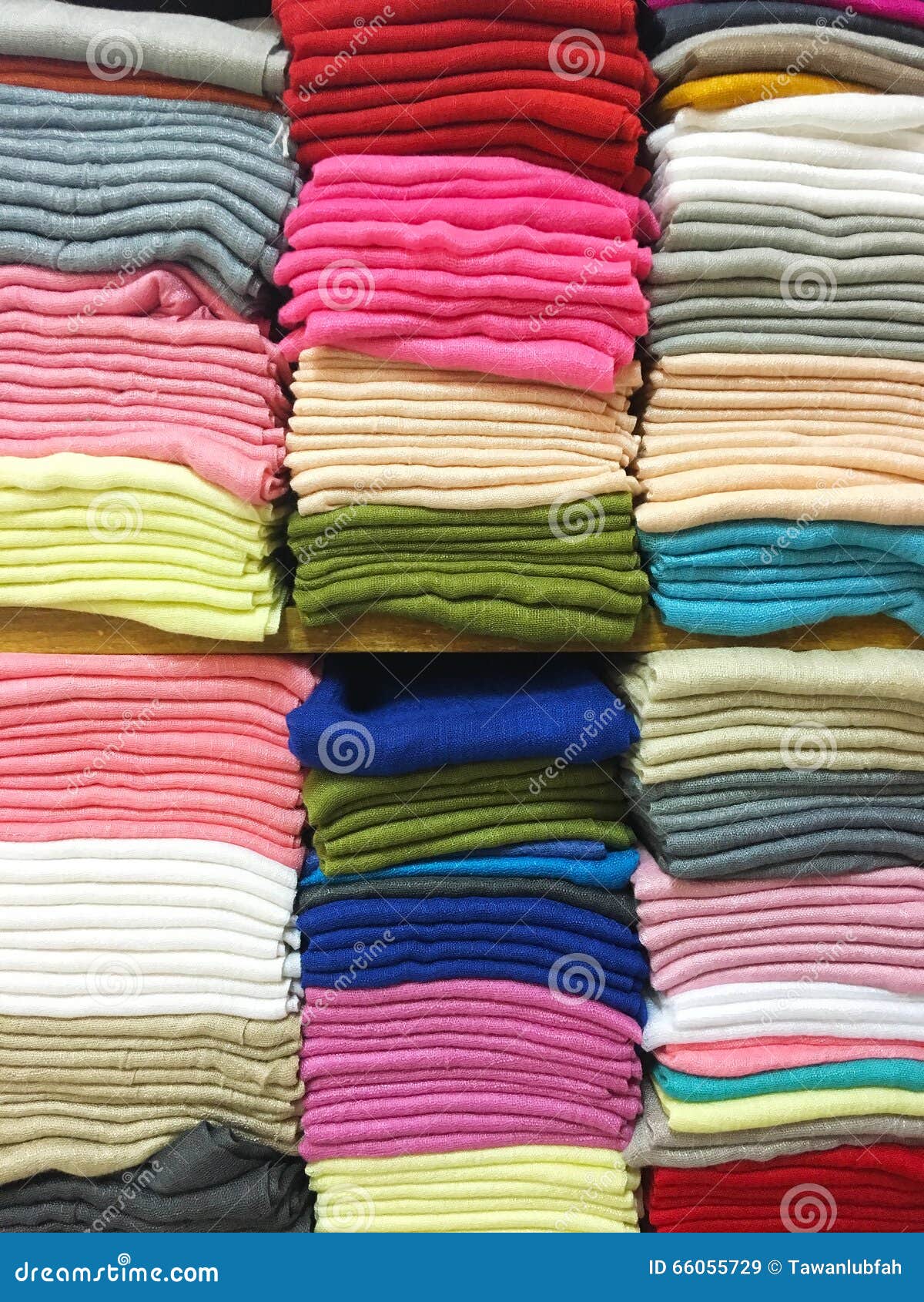 Stacked Colorful Fabrics in the Shop. Stock Image - Image of folded ...
