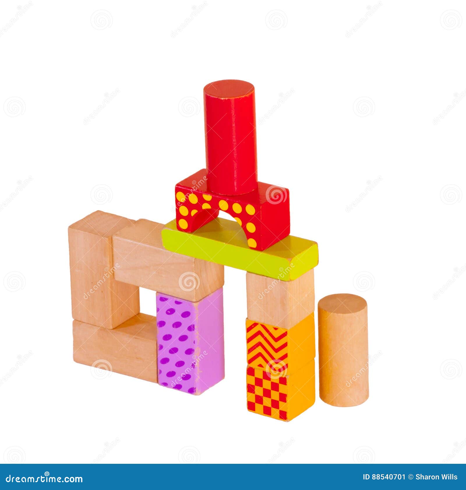 Stacked Colourful Building Blocks: Isolated White Background Stock ...