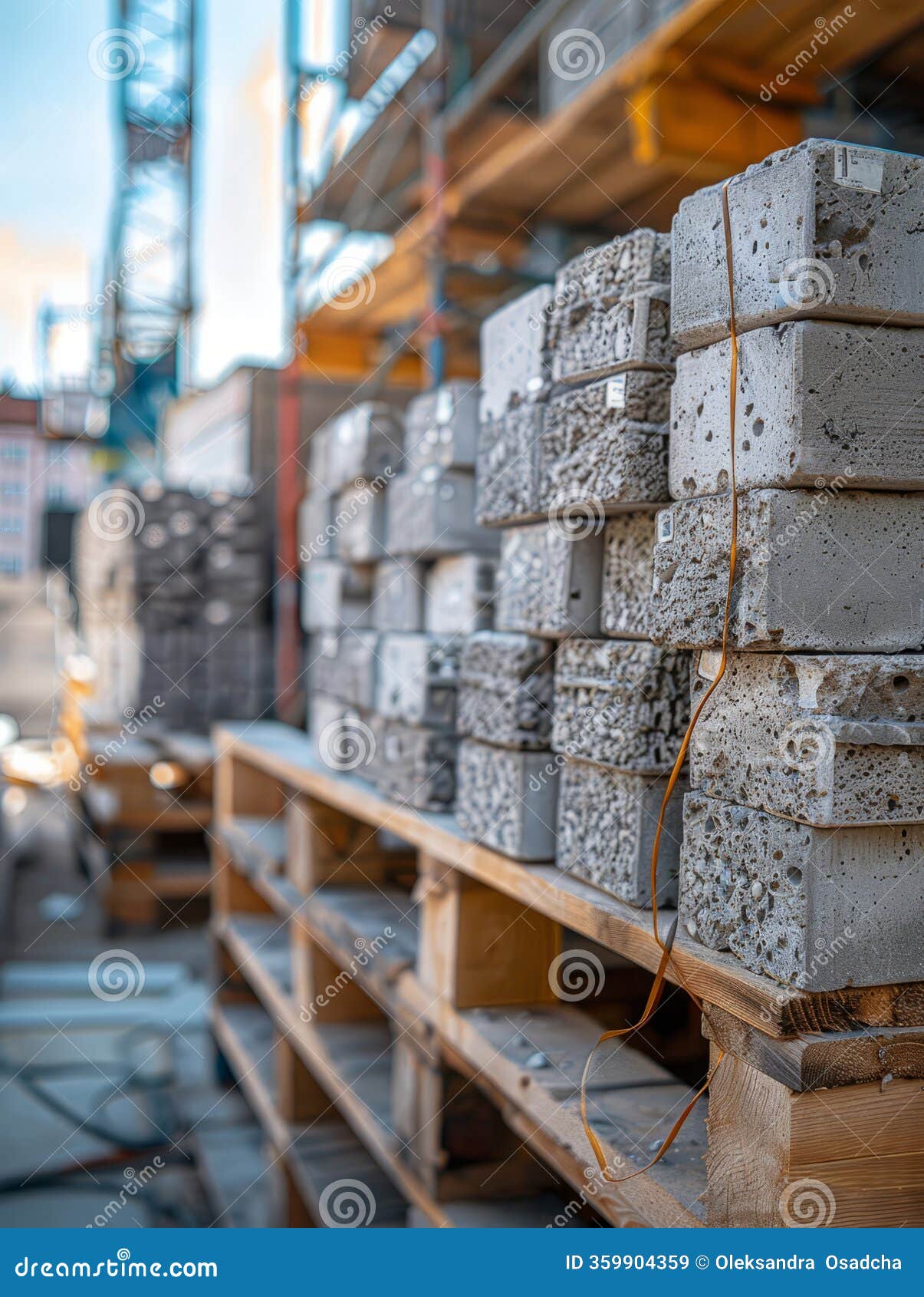 Stacked Concrete Blocks in a Warehouse, Construction Background. Stock ...