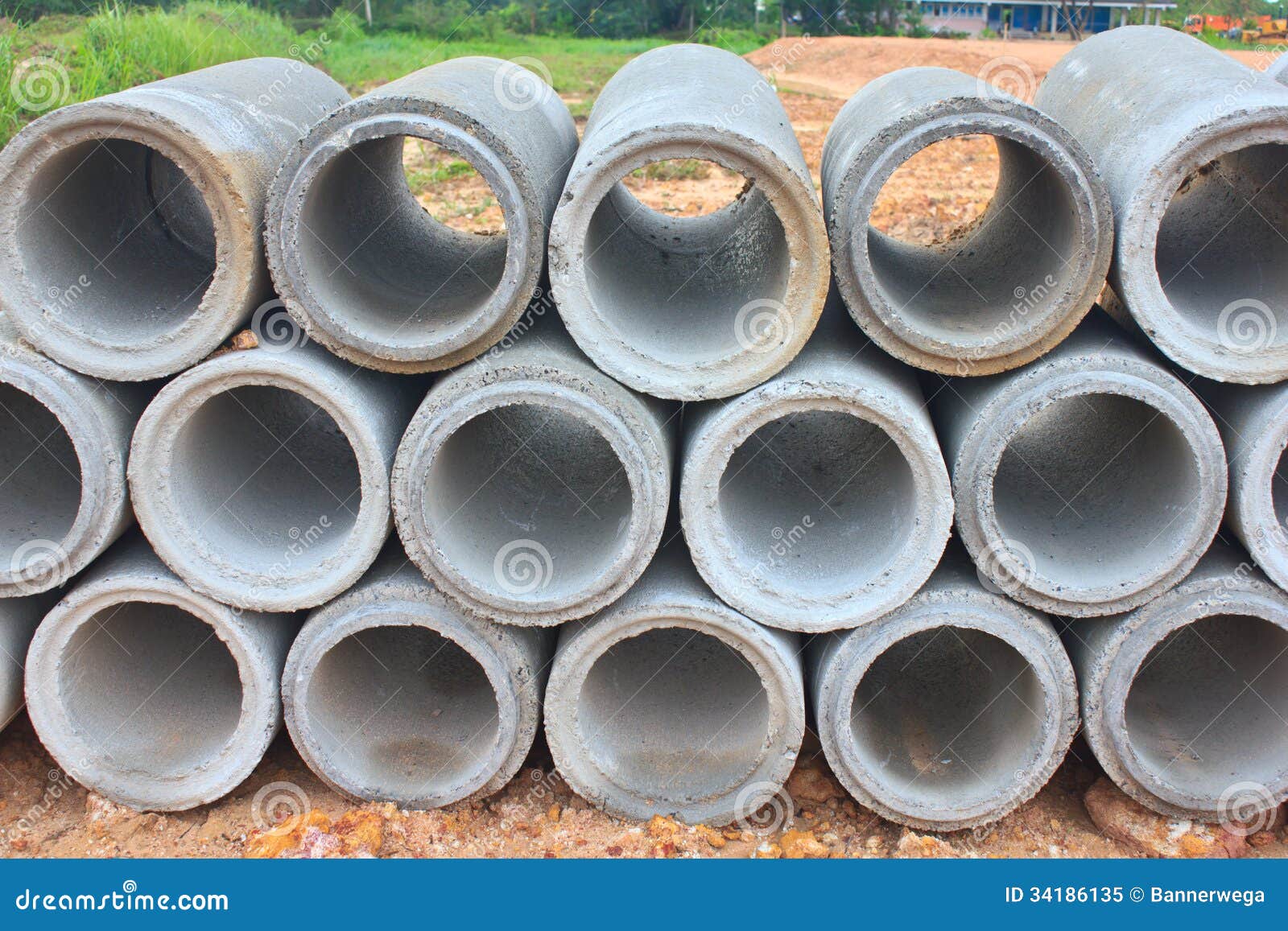 Stacked Concrete Culverts For Water Drainage Stock Photo ...