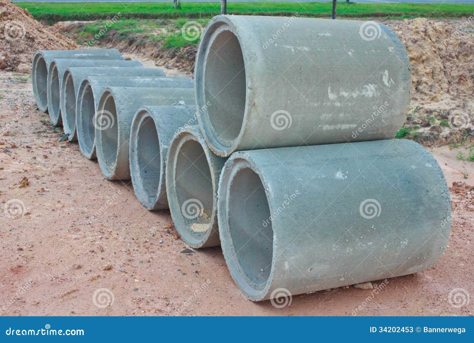 Stacked Concrete Drainage Pipes Royalty-Free Stock Photography ...