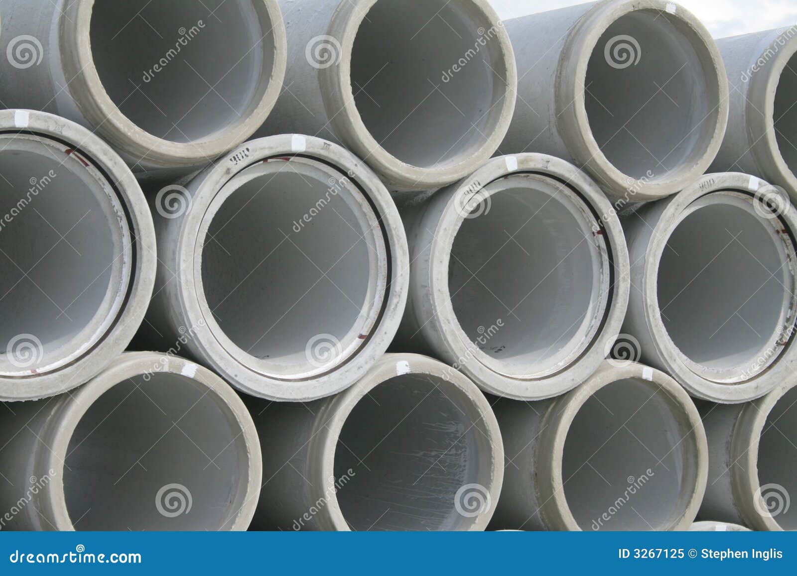 Stacked Concrete Culverts For Water Drainage Stock Photo ...