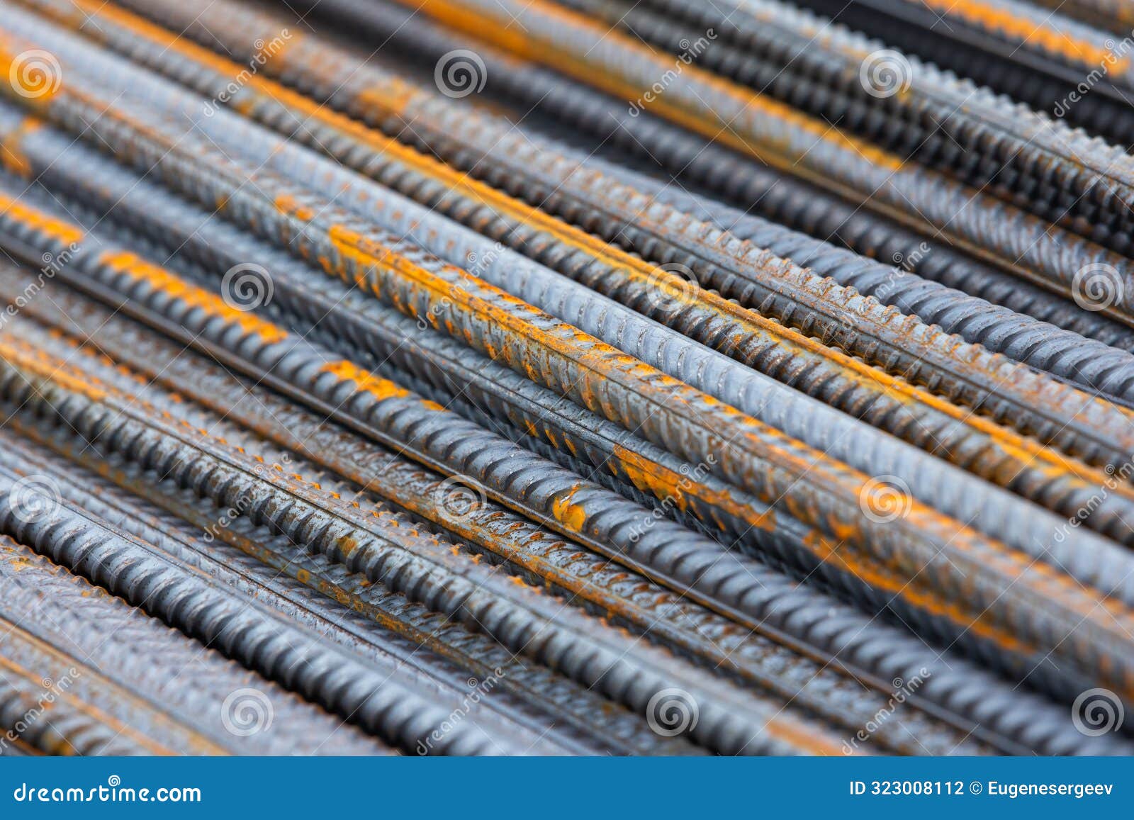Stacked Construction Iron Rods with Rust Spots, Abstract Industrial ...