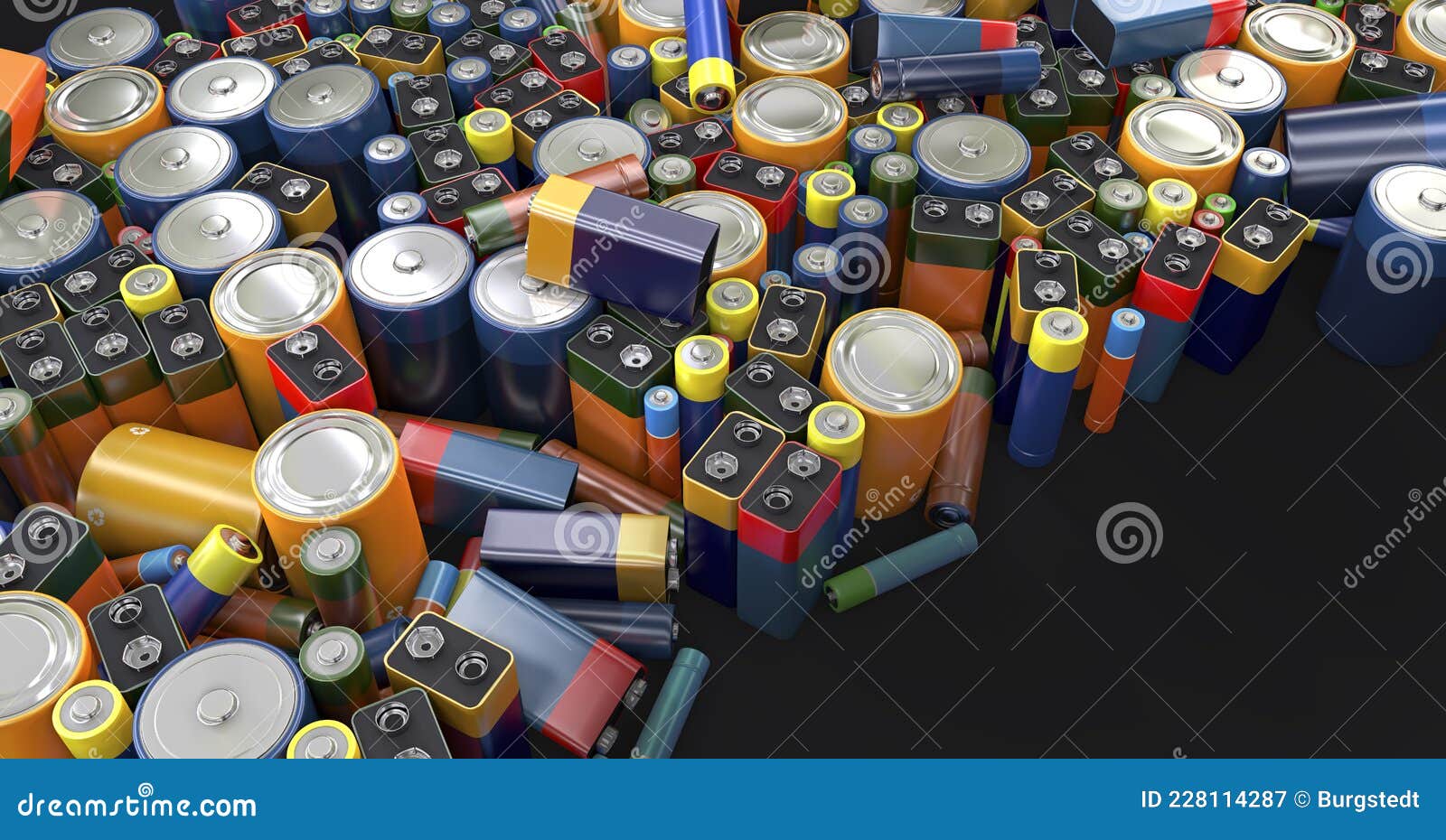 Stacked Consumer Batteries in Different Types Stock Illustration ...