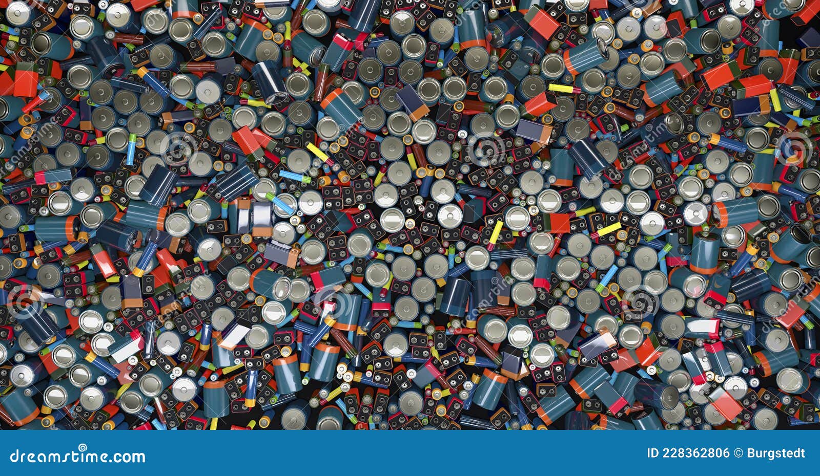 Stacked Consumer Batteries in Different Types Stock Illustration ...