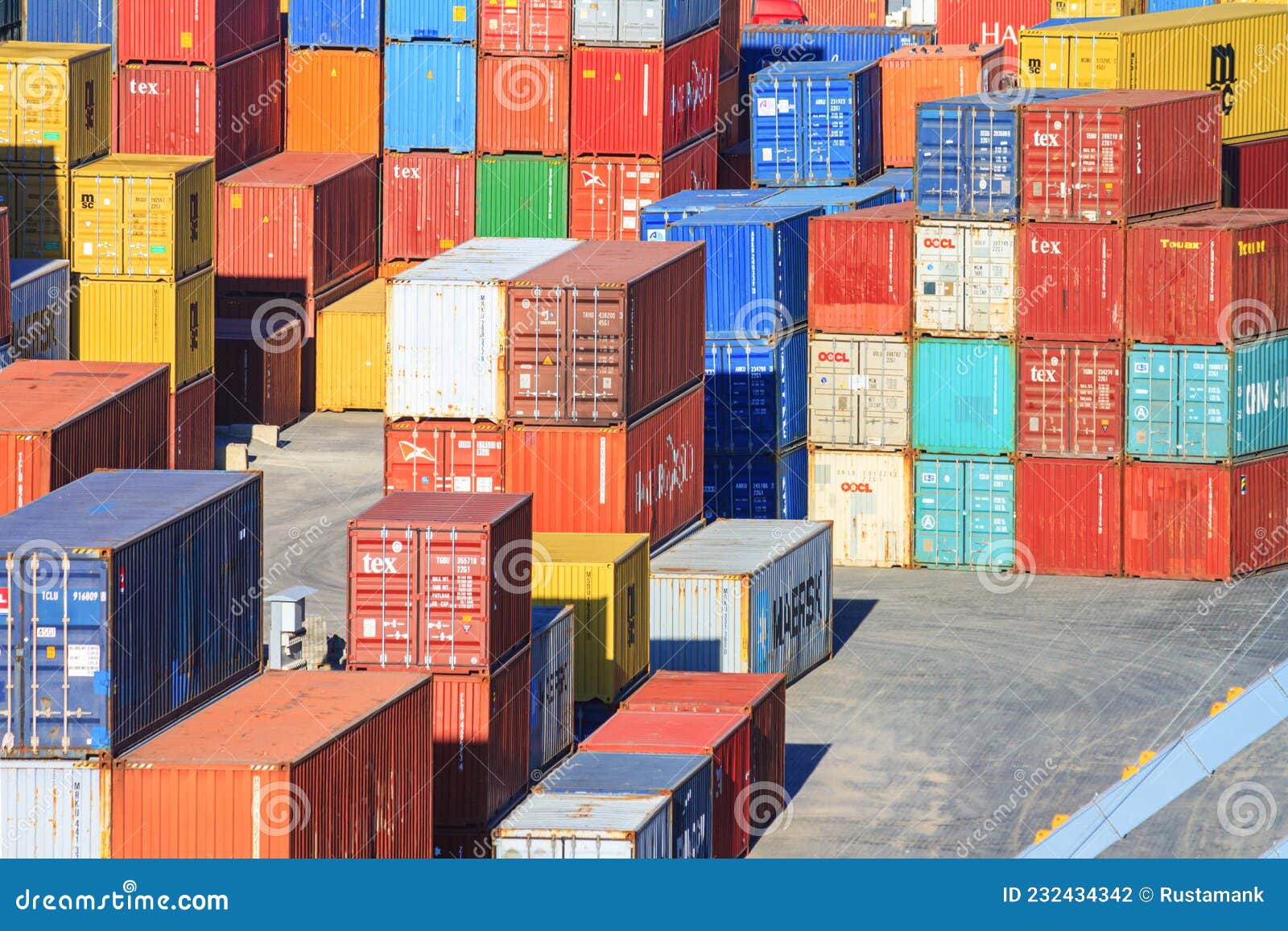 Stacked Containers in the Container Terminal Editorial Photography ...