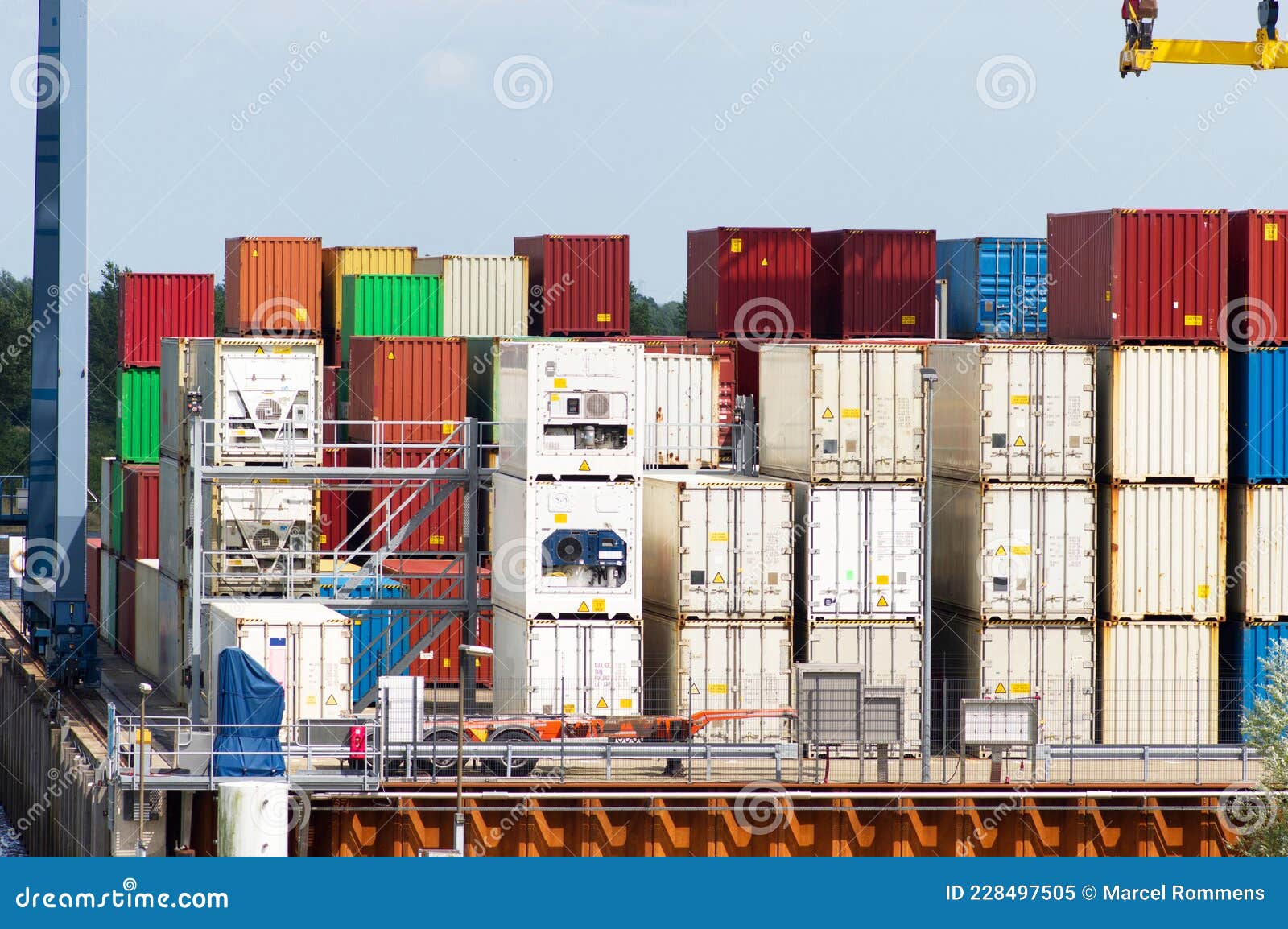 Stacked Containers at a Container Terminal Stock Image - Image of cargo ...