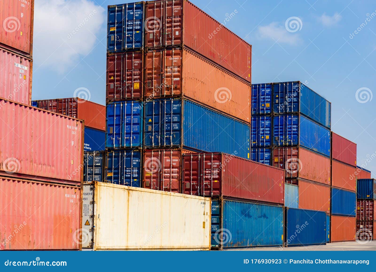 Stacked Containers in the Container Terminals, Industry and ...