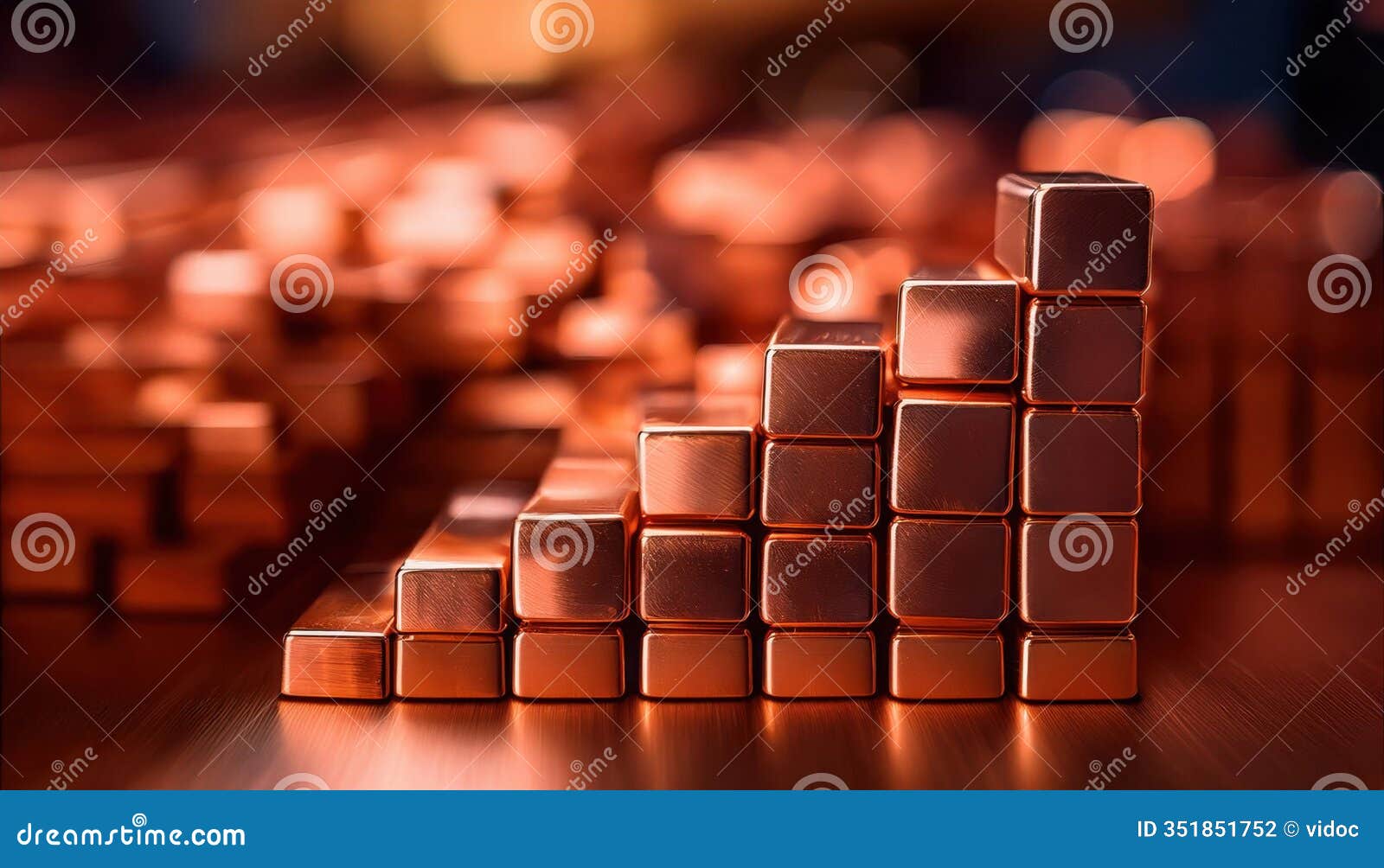 Stacked Copper Cubes with Warm Lighting, Modern Industrial Aesthetic ...