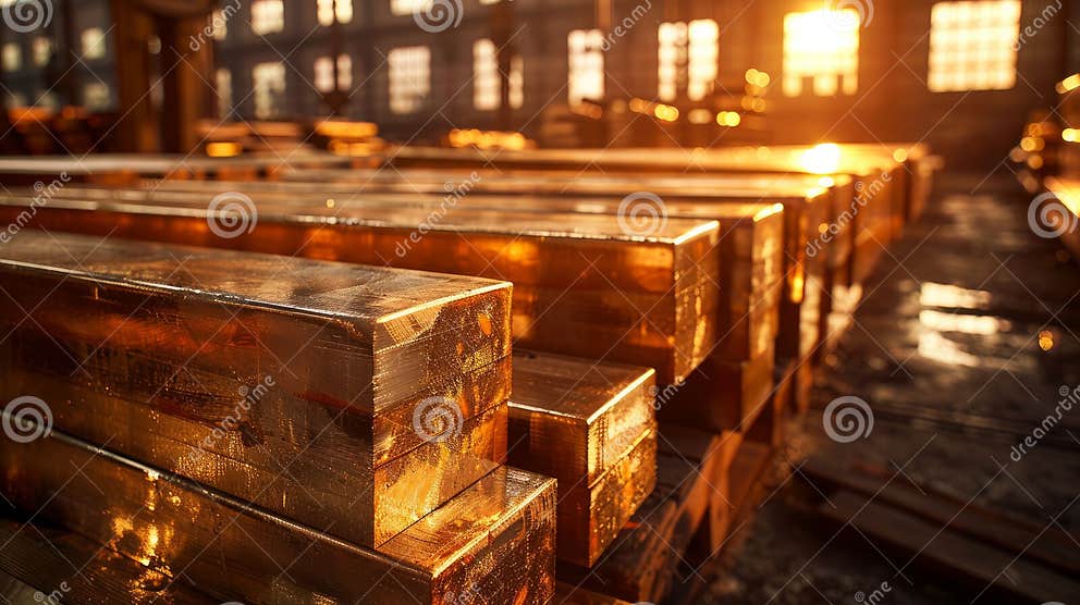 Stacked Copper Ingots in a Warehouse Stock Image - Image of economic ...