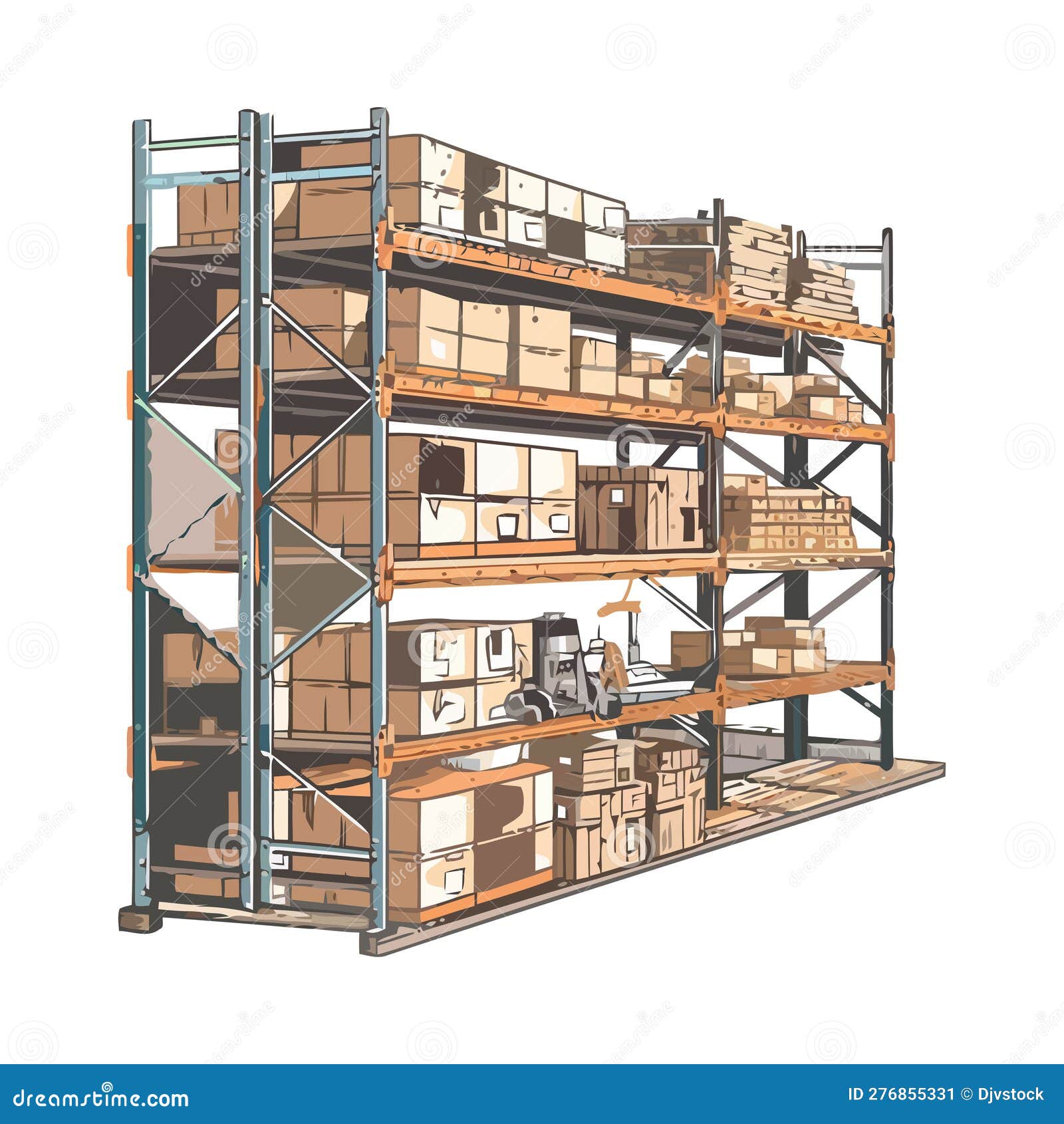 Stacked Crates in Warehouse Await Freight Transportation Stock Vector ...