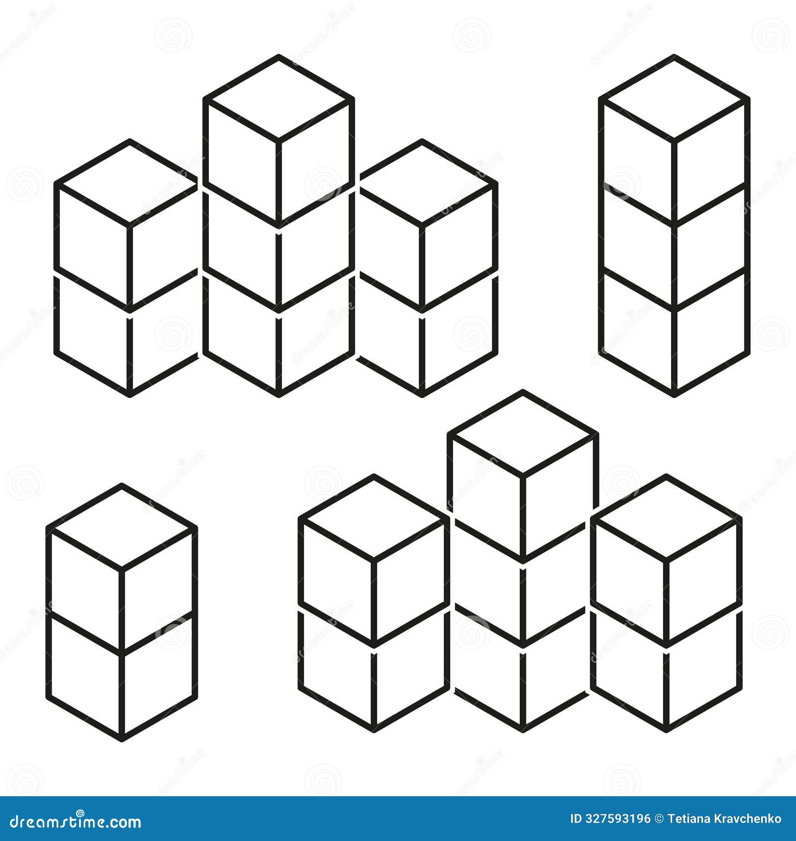 Stacked Cubes. Geometric Vector Blocks. 3D Isometric Design. Modern ...