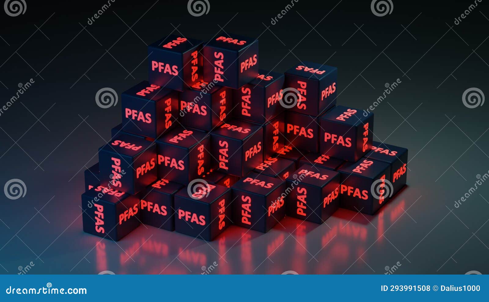 Stacked Cubes with a PFAS Word on it. 3D Rendered Illustration Stock ...