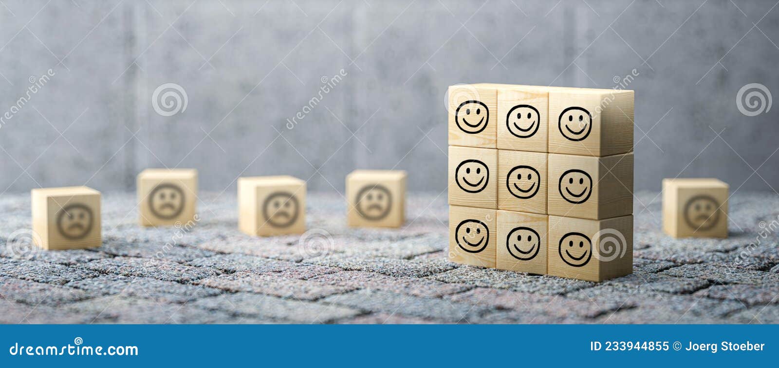 Stacked Cubes with Smiley Symbols - 3d Illustration Stock Illustration ...