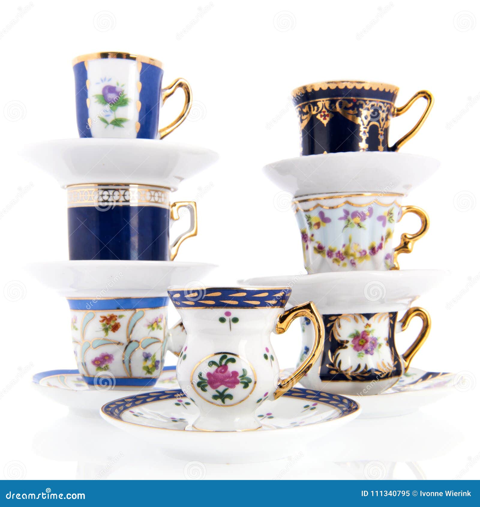 Cups and saucers stock image. Image of stacked, fashionated - 111340795