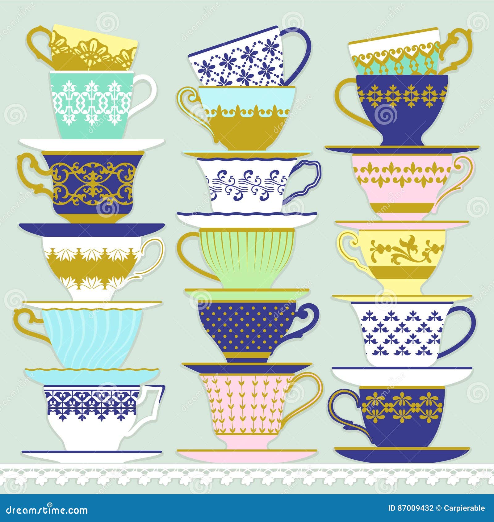Stacked cups stock vector. Illustration of earthenware - 87009432