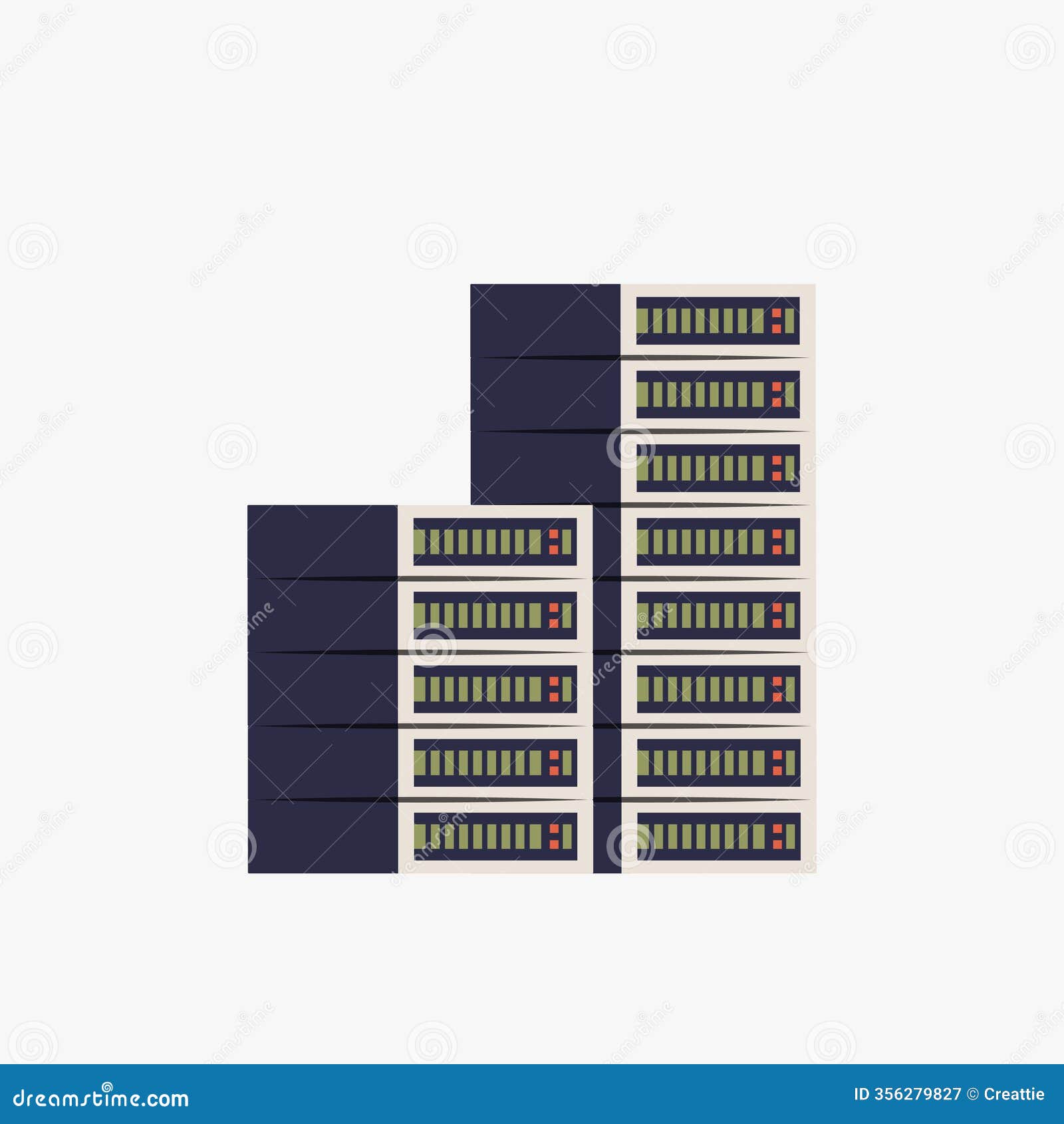Stacked Data Servers in a Server Room in Flat Vector Illustration ...