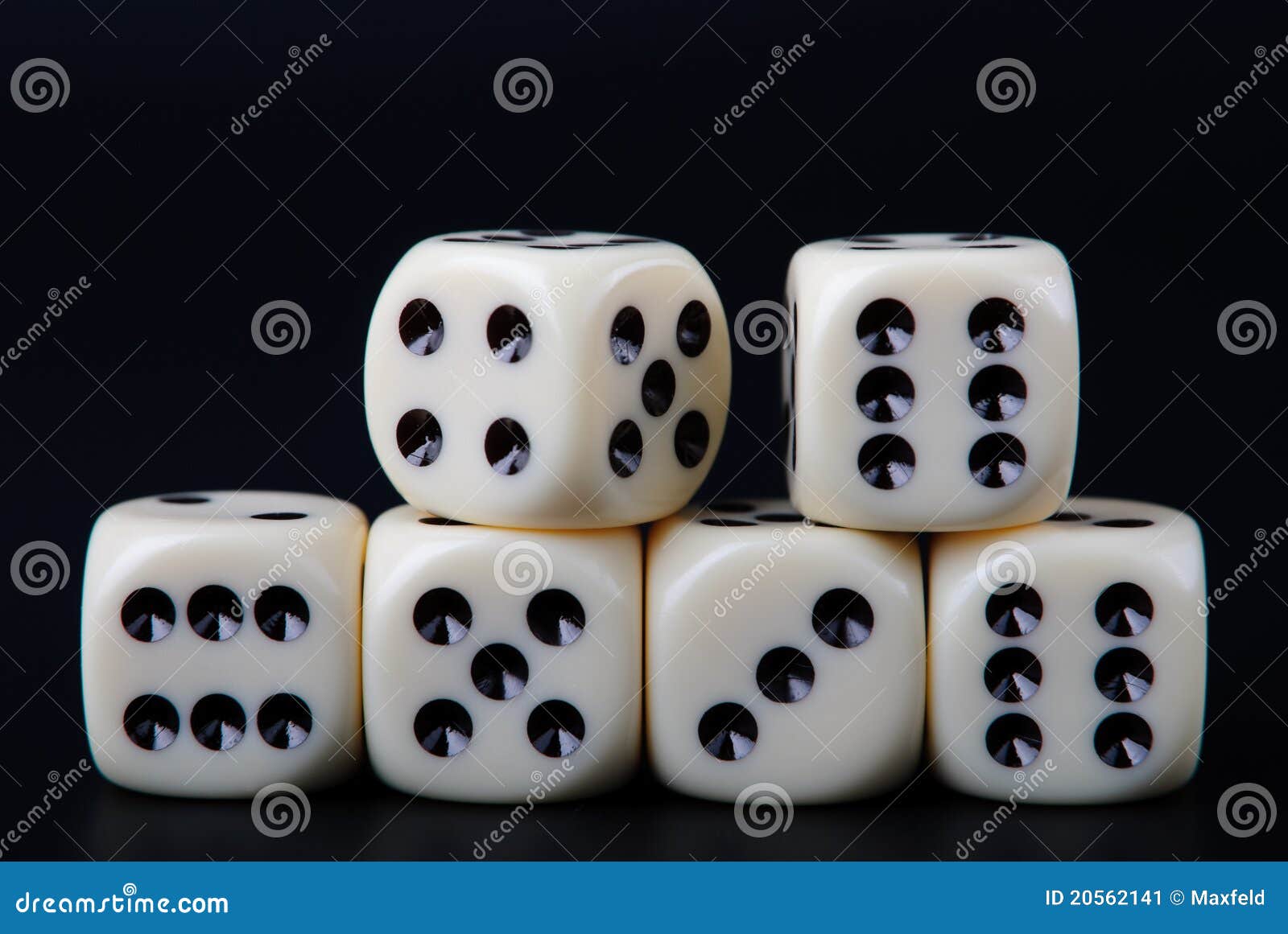 Stacked Dices in Two Rows on Back Background Stock Image - Image of ...