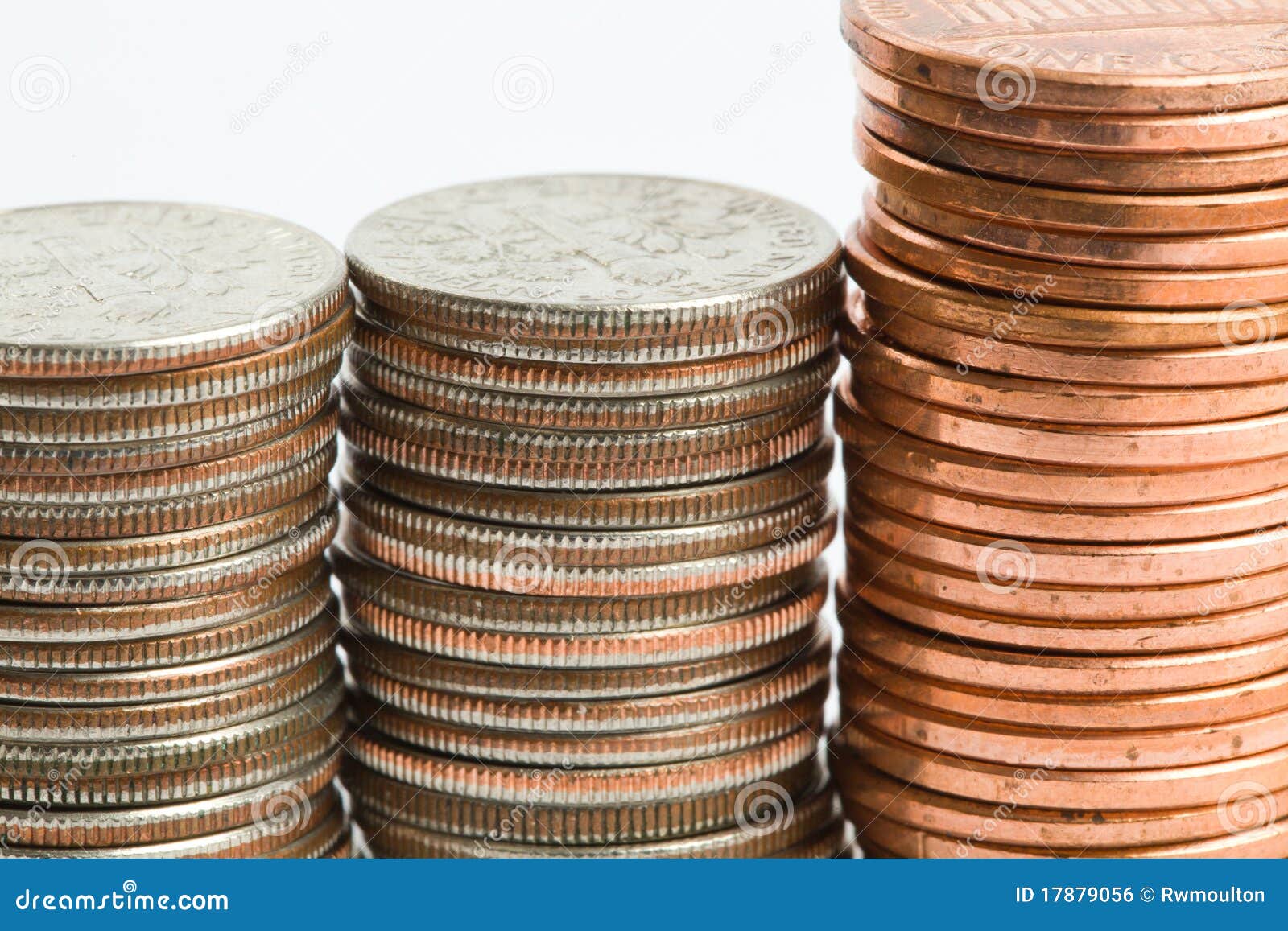 Stacked Dimes and Pennies stock photo. Image of money - 17879056
