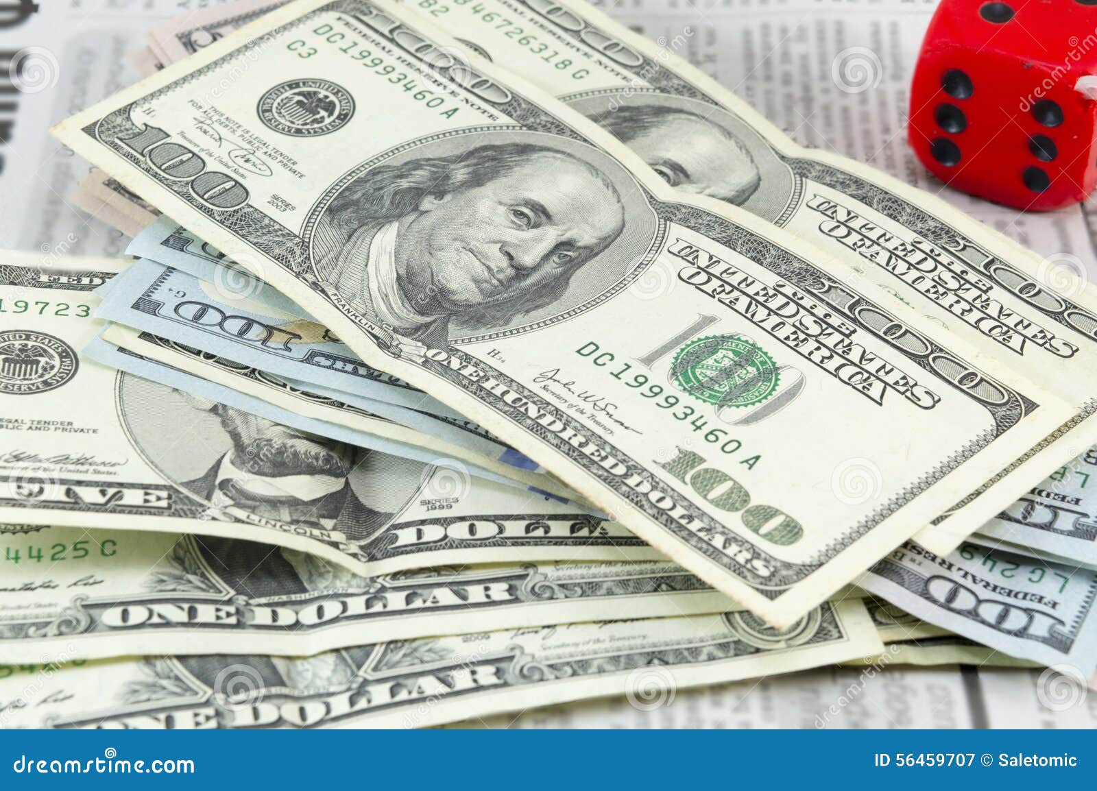 Stacked 100 Dollar Bills In Left Upper Corner Royalty-Free Stock Photo ...