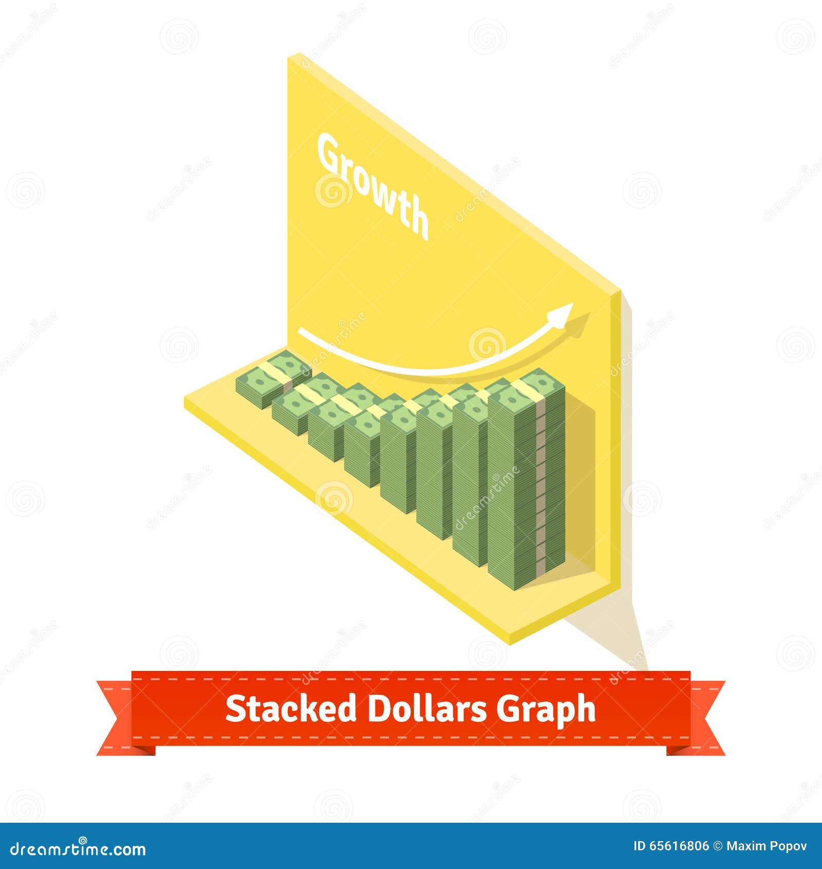 Stacked Dollars Graph. Market Growth Concept Stock Vector ...