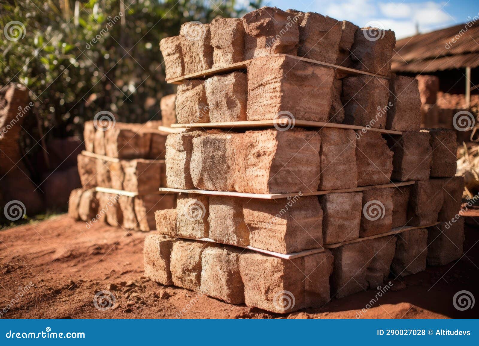 Stacked Dried Mudbricks Ready for Use Stock Photo - Image of ...