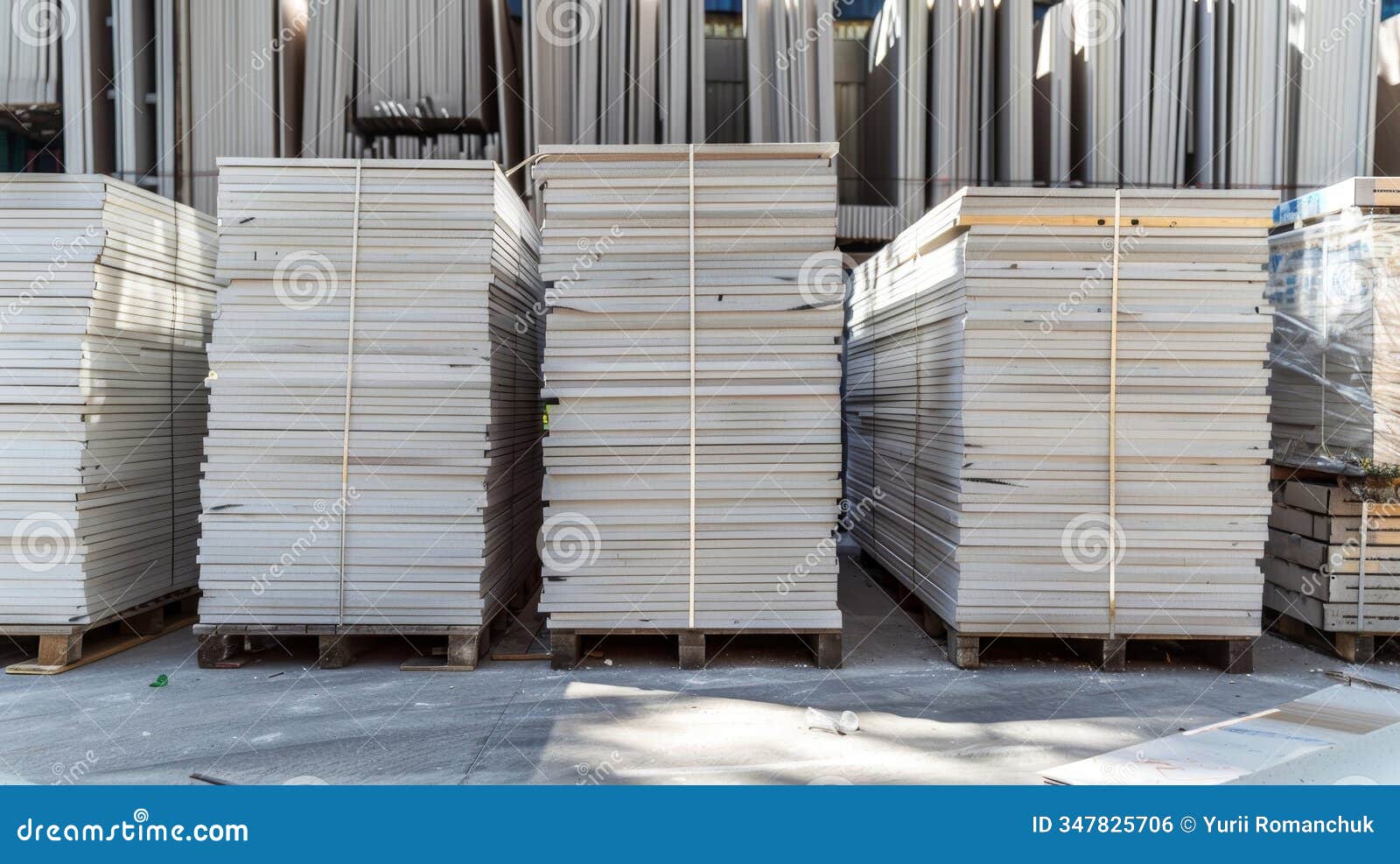 Stacked Drywall Sheets at Construction Site Representing Progress in ...