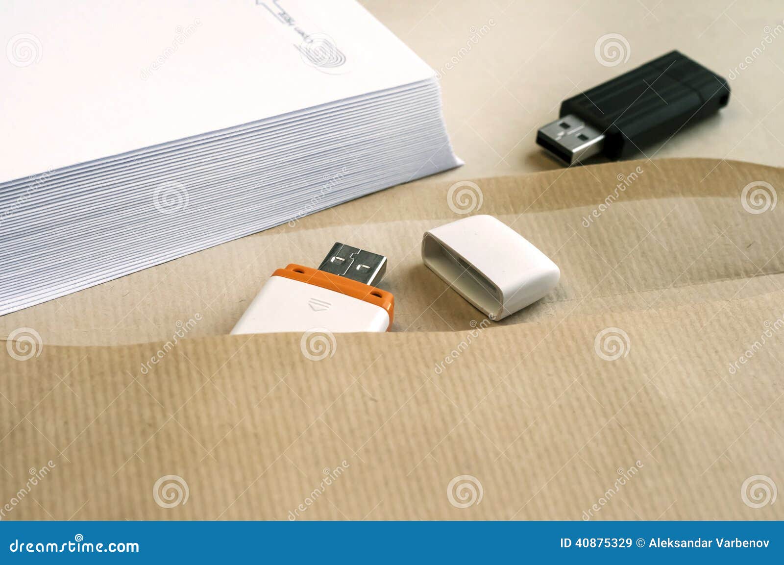 Stacked Envelopes and Flash Drives Stock Image - Image of memory, flash ...