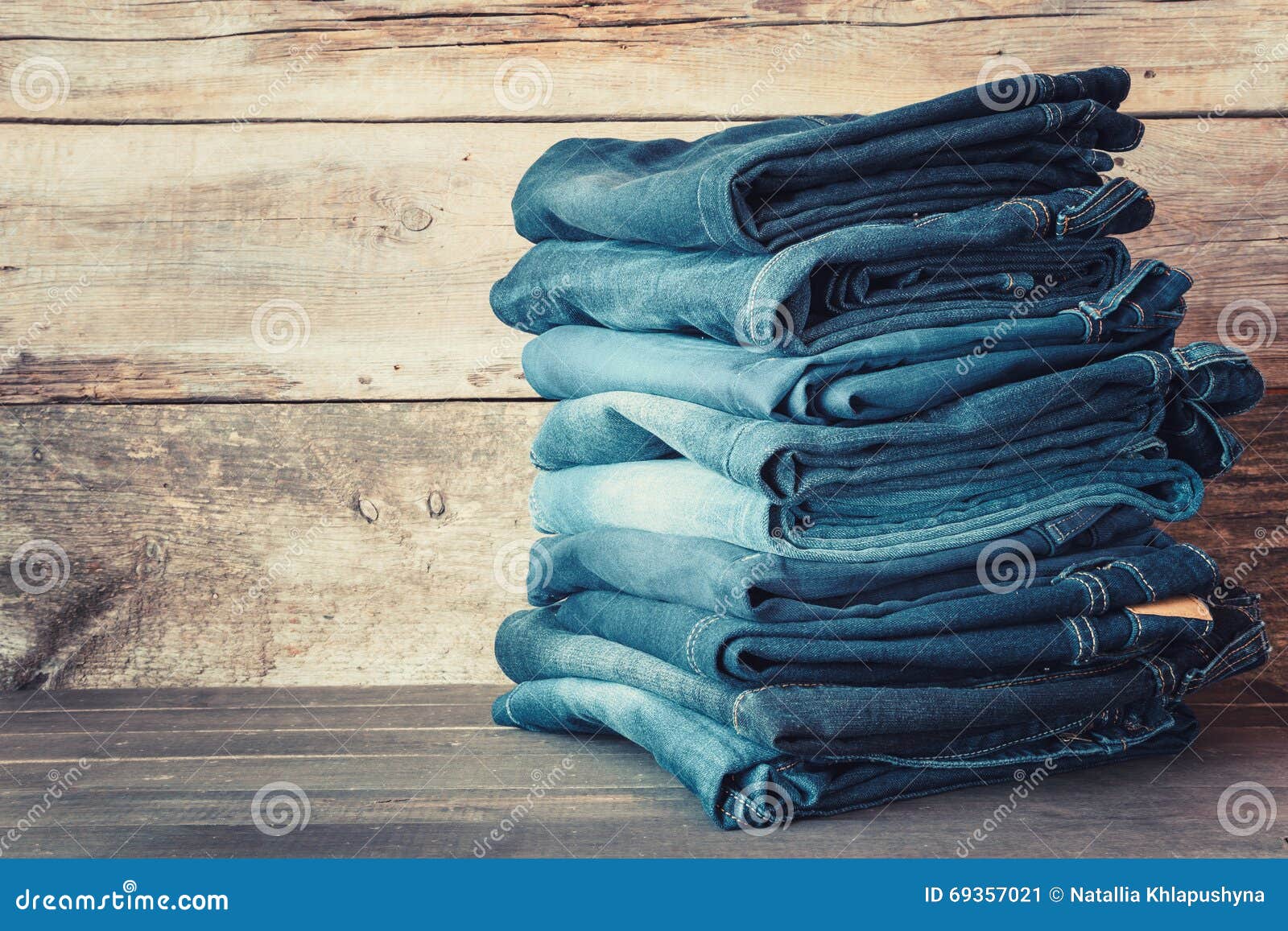 Stacked Fashion Jeans in Store Stock Image - Image of bluejeans, shelf ...