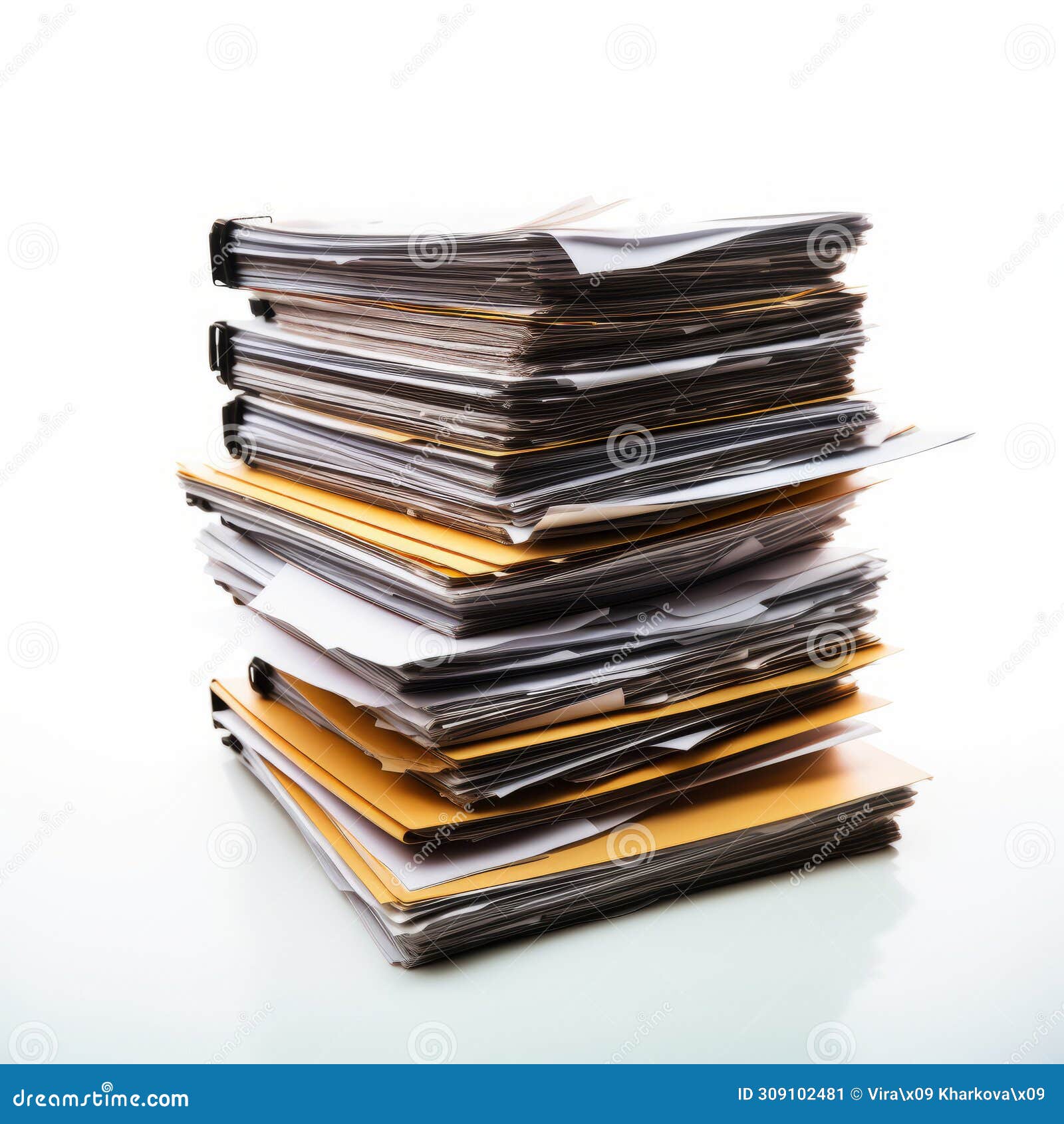 Stacked File Folders Isolated on White Stock Illustration ...