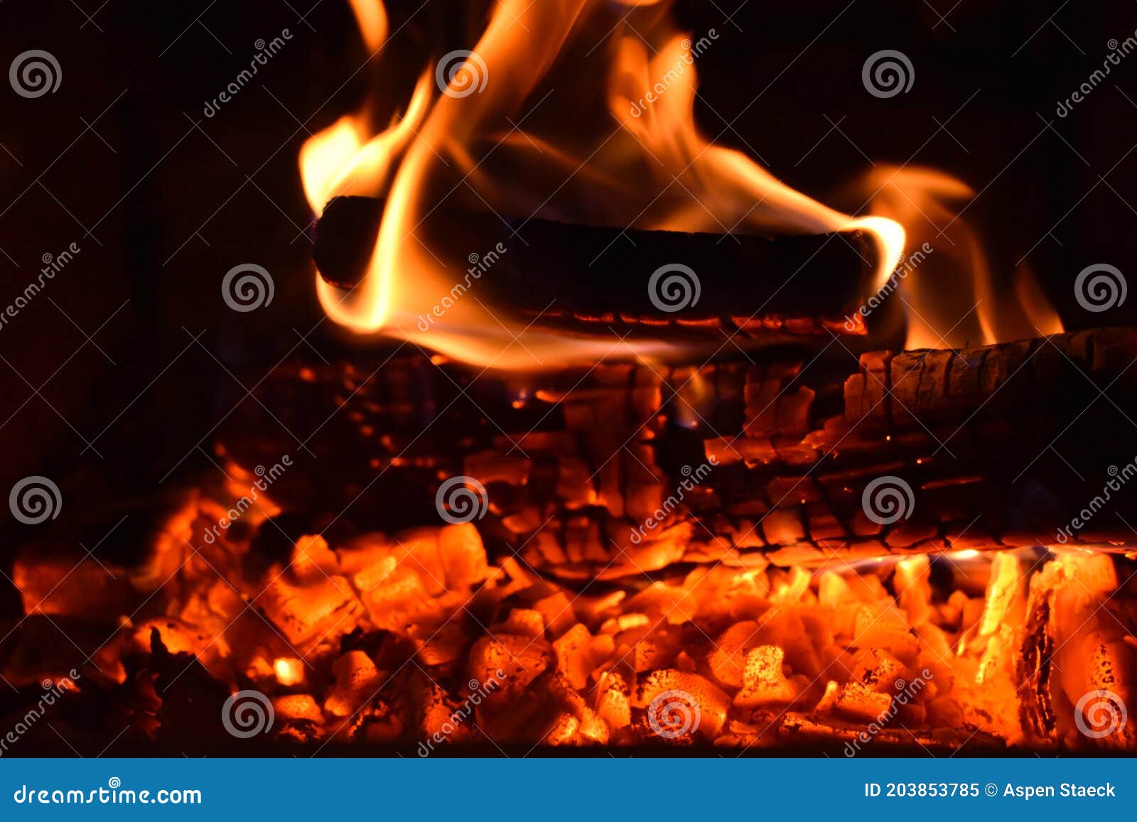 Fire in a fireplace stock image. Image of burn, flame - 203853785