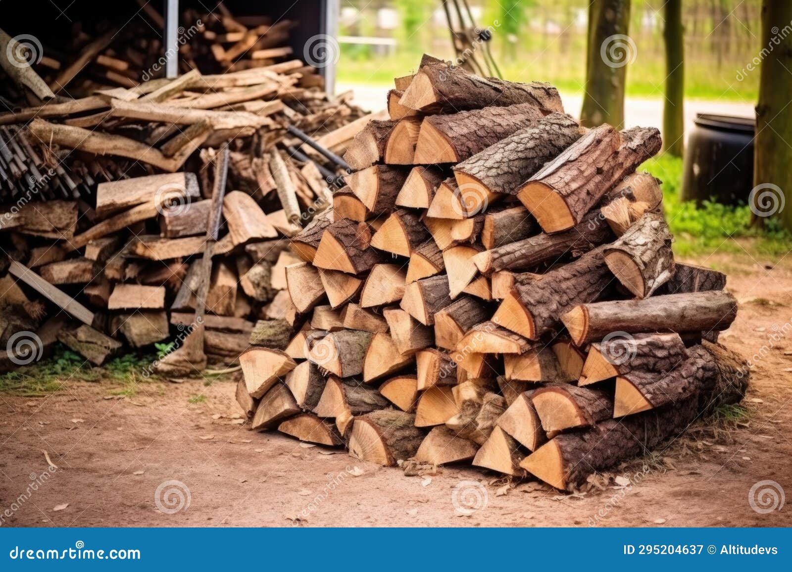 Stacked Firewood Preparing for Campfire Cooking Stock Image - Image of ...