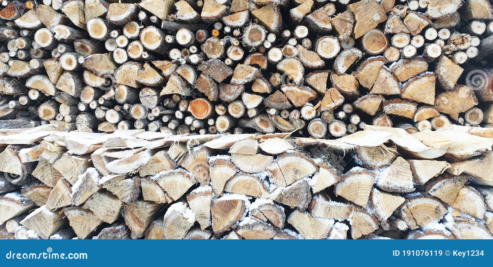 Stacked firewood in rows. stock image. Image of hardwood - 191076119