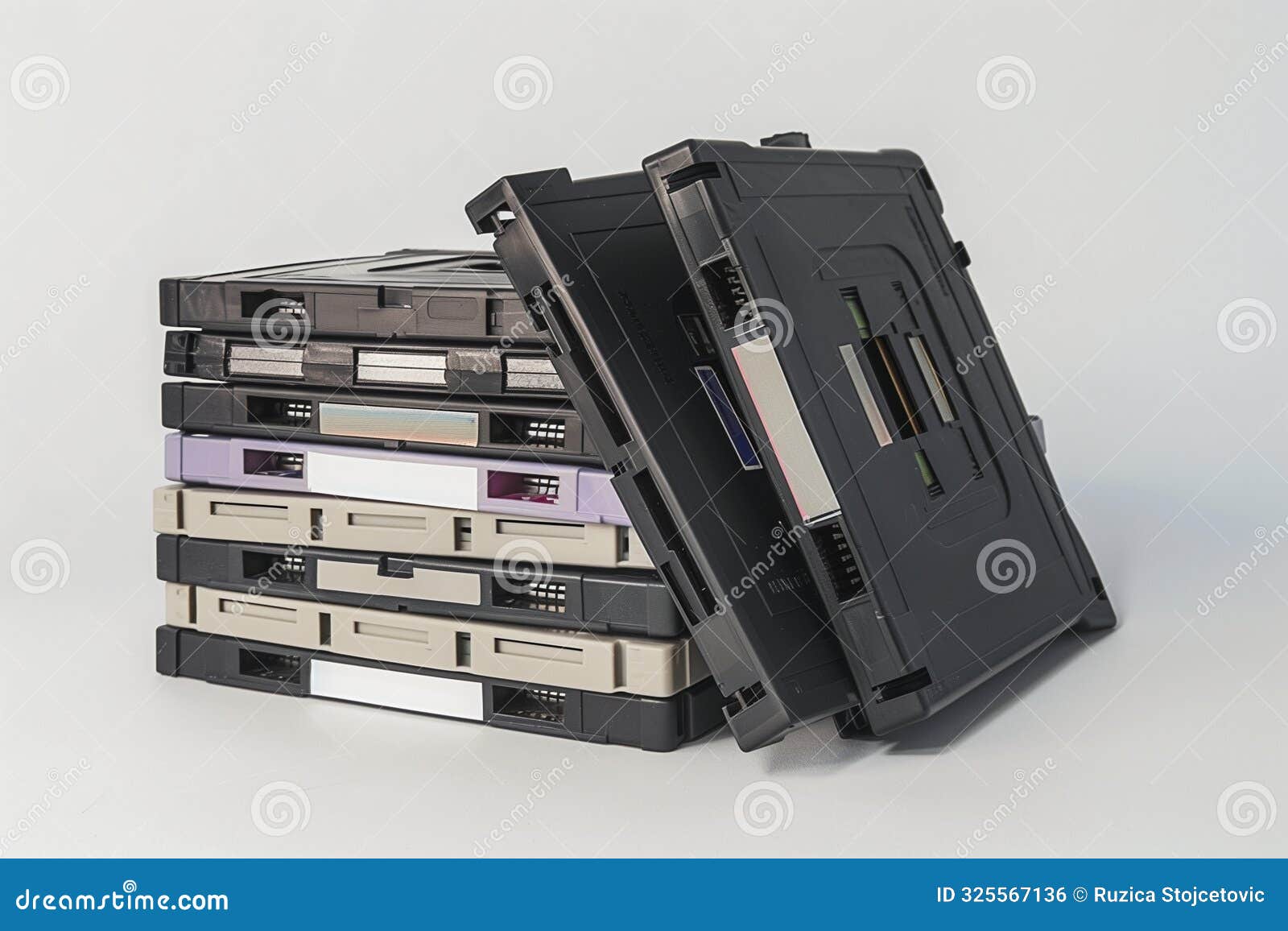 Stacked Floppy Disks on a White Background Ai Photo Stock Illustration ...