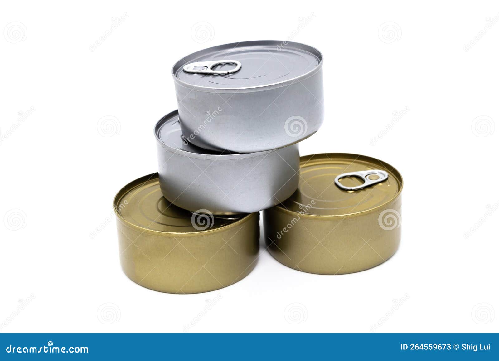 4 Stacked Food Cans, Gray and Copper Cans Stock Image - Image of ...