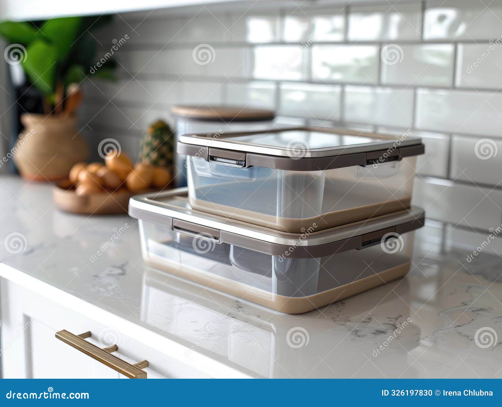 Stacked Food Storage Containers on Kitchen Counter Stock Illustration ...